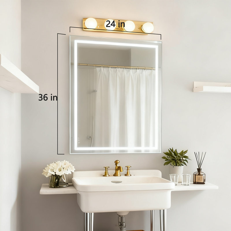 Ivy Bronx Led Bathroom Mirror Brightness Wall Mounted, Anti-fog ...