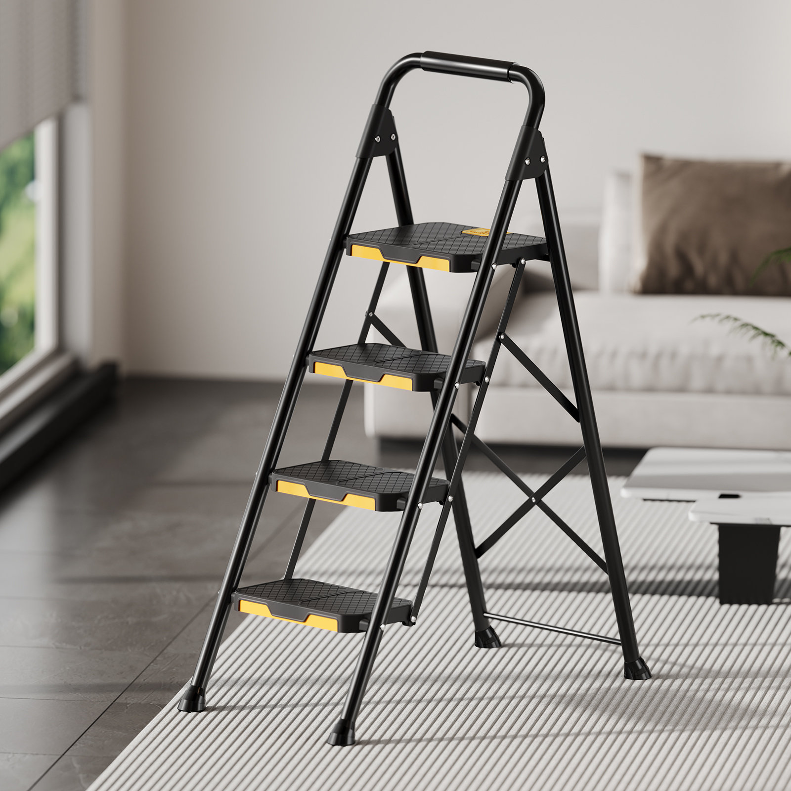 KINGRACK 4 Step Ladder,Metal ladder,Folding Step Stool Pass 800 lbs ...
