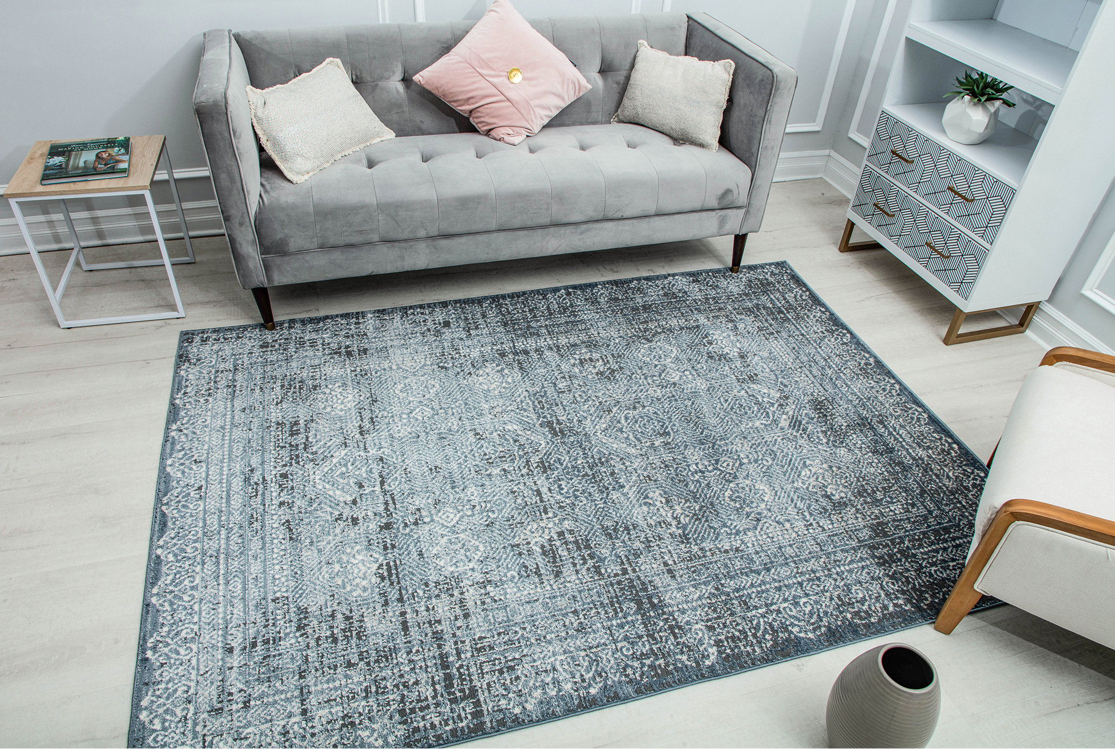 Steelside™ Milford Vintage Imperial Sky Area Rug | Wayfair