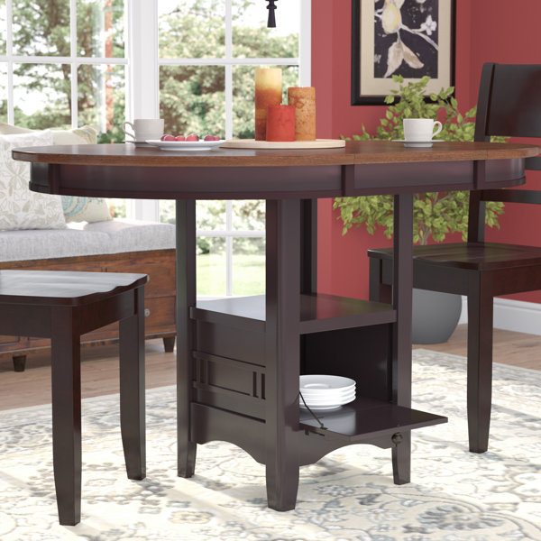 Lark Manor Guntersville Counter Height Extendable Pedestal Dining Table ...