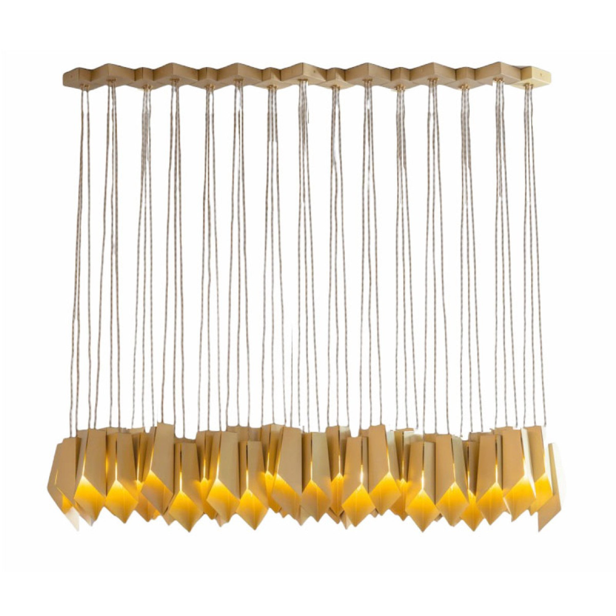 ALAN MIZRAHI LIGHTING Montefiore Brass Fold Geometric Chandelier with ...