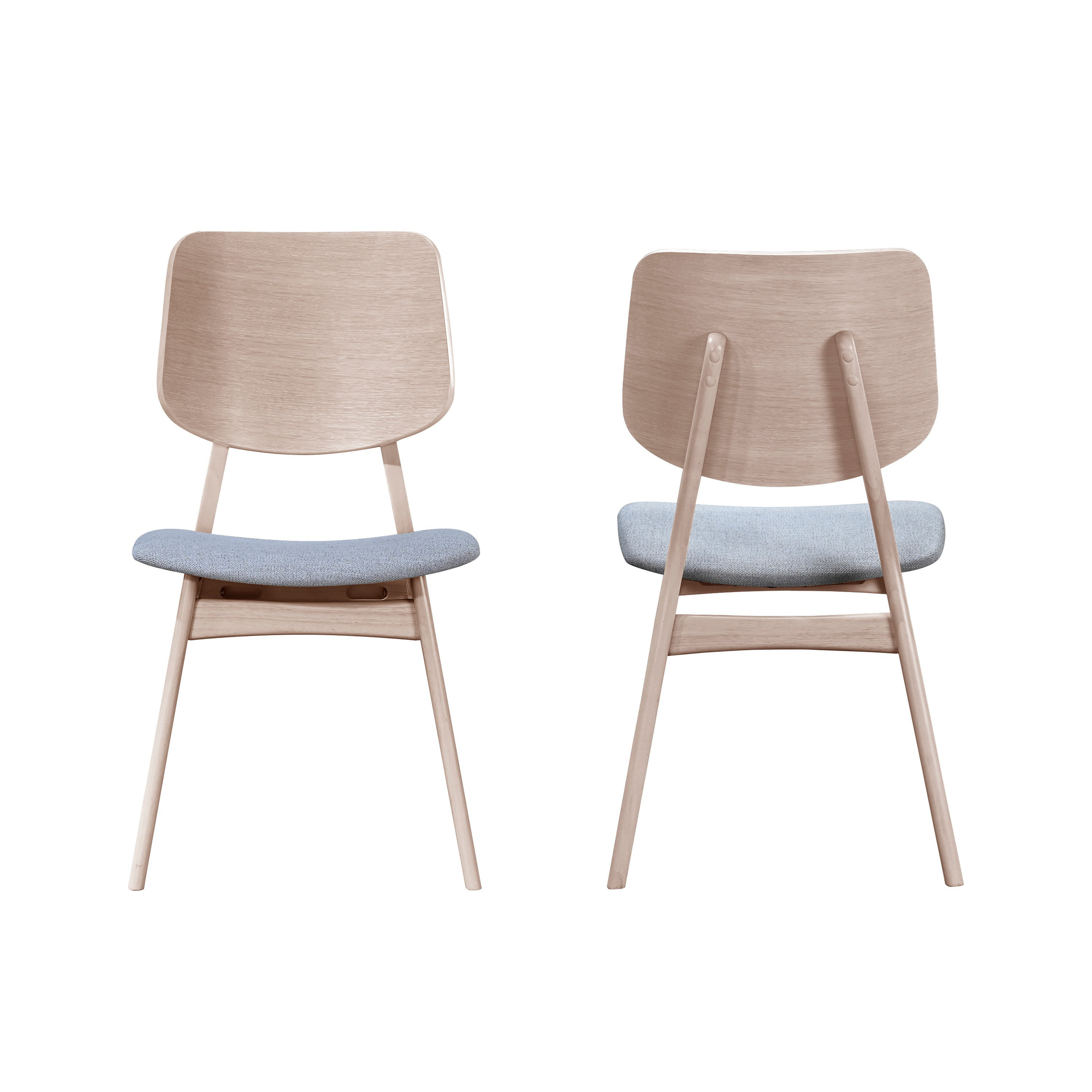 Benjara Scar Dining Chair Set Of 2, Gray Polyester Seat, White ...