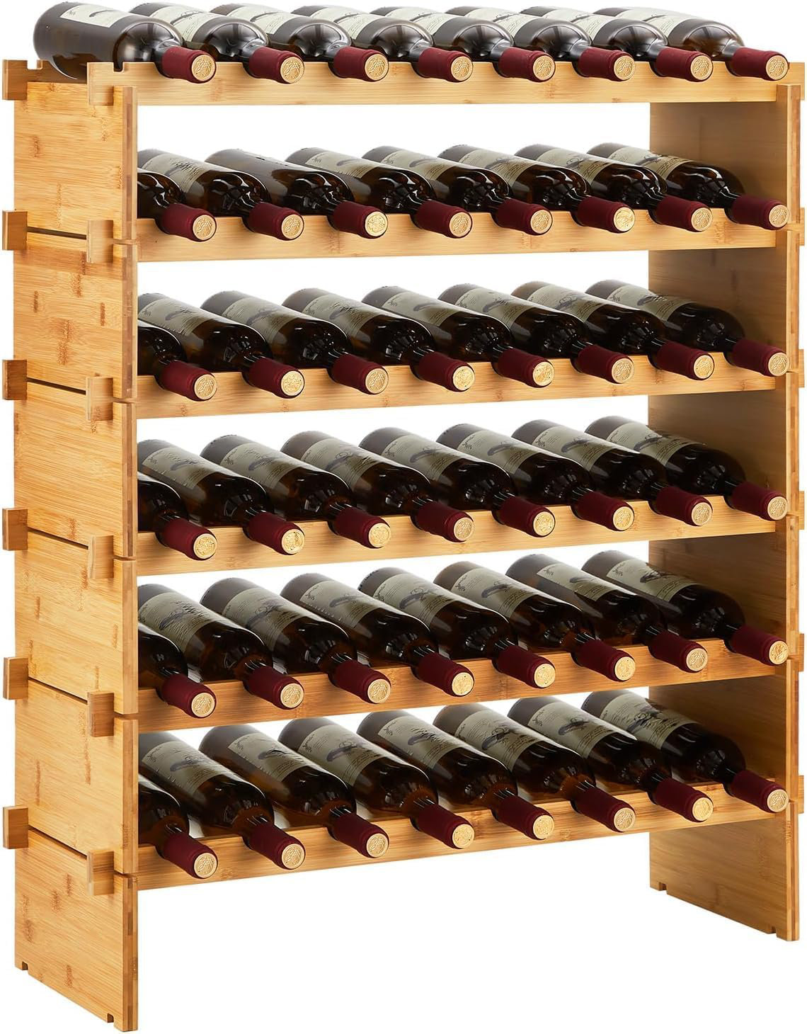 Dakota Fields Stackable Modular Wine Rack, 4 Tier Wooden Wine Storage ...