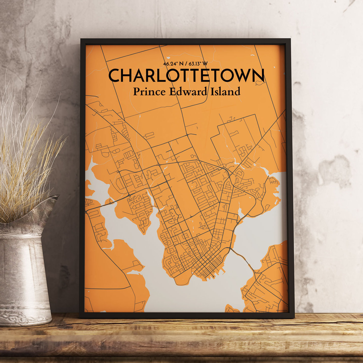 Wrought Studio™ 'Charlottetown City Map' Framed Graphic Art Print ...