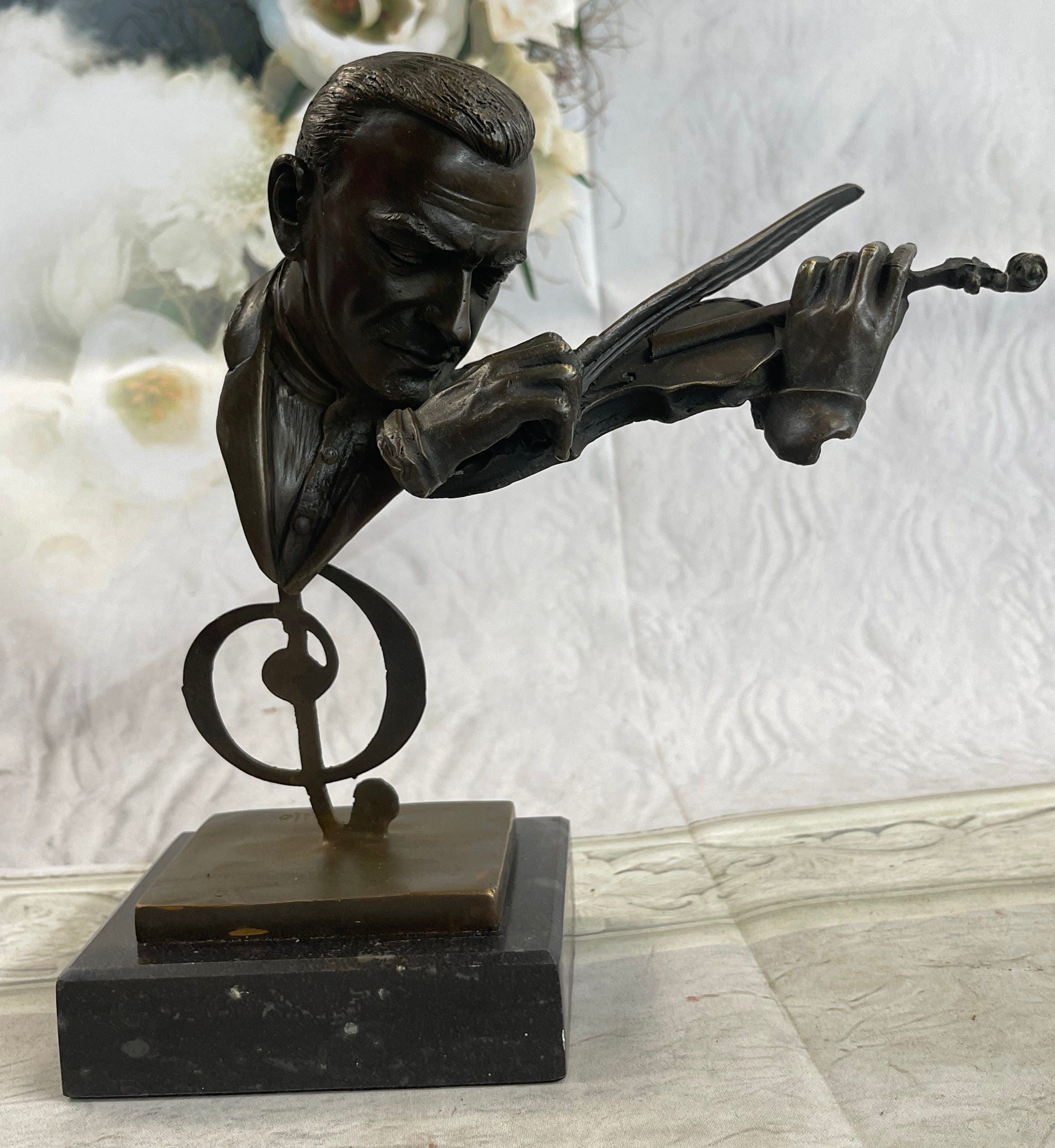 Red Barrel Studio® Signed Milo Abstract Man Playing Violin Bronze Bust ...