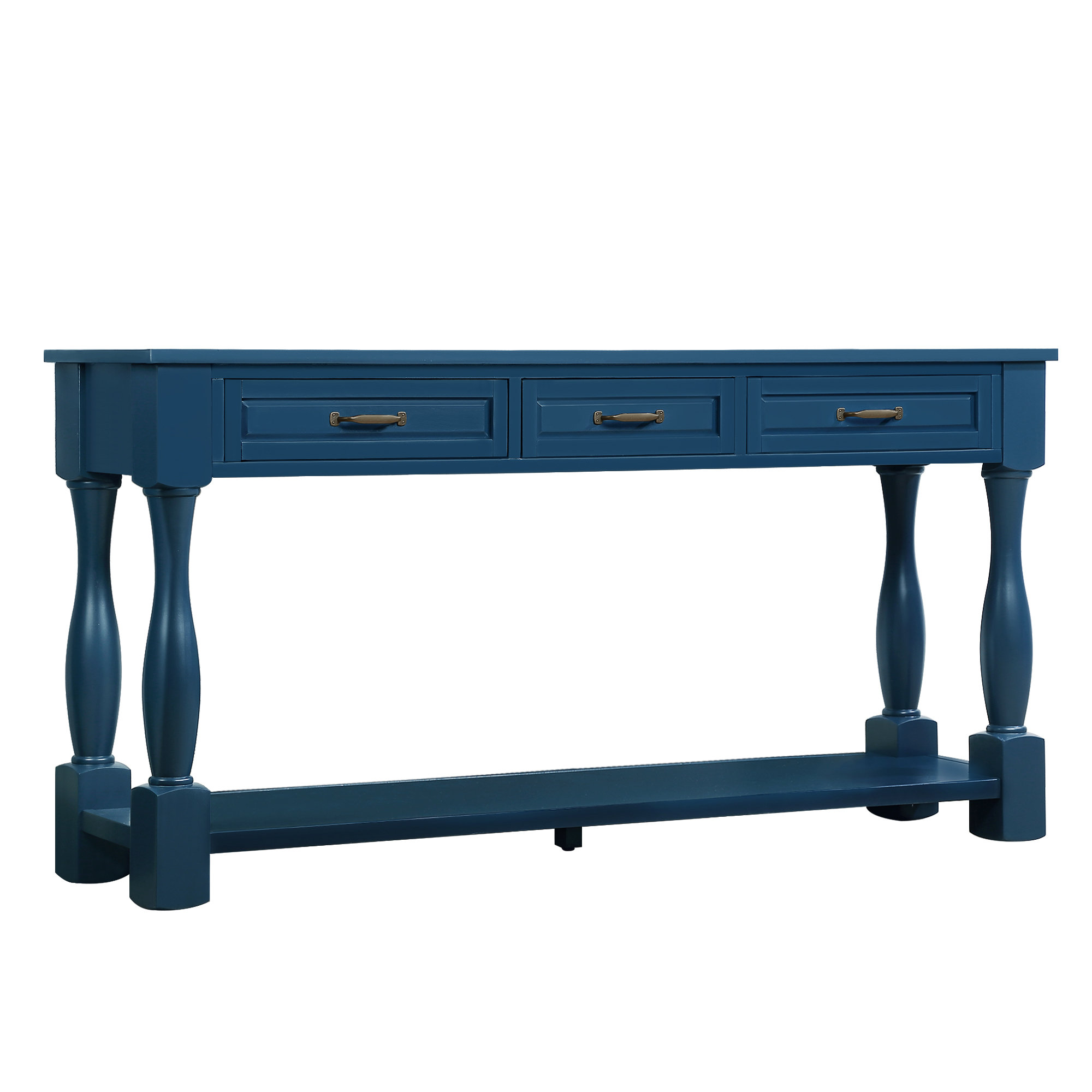 IMENST 63 Inch Long Solid Wood Console Table With 3 Drawers And Bottom ...
