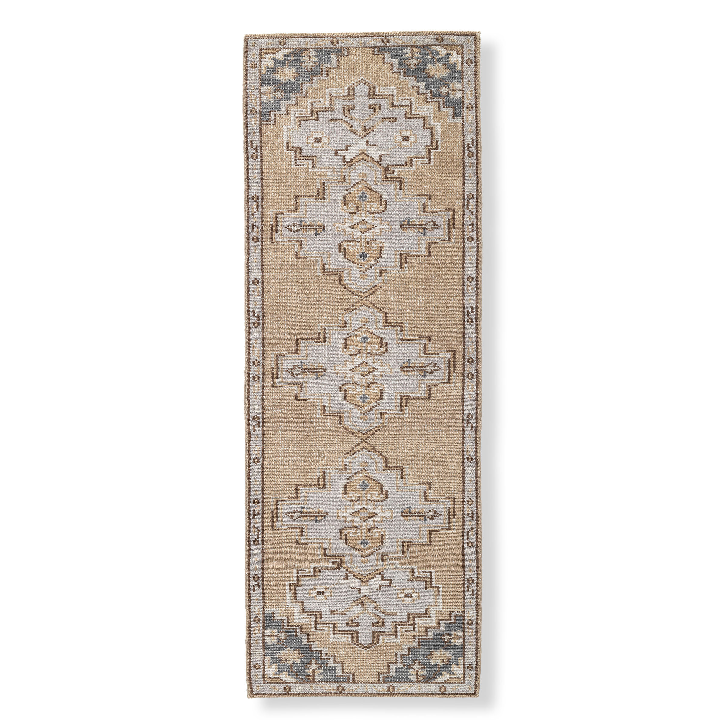 LOOMY Levi Oriental Hand-Knotted Wool Area Rug in Tan/Gray/Light Blue ...