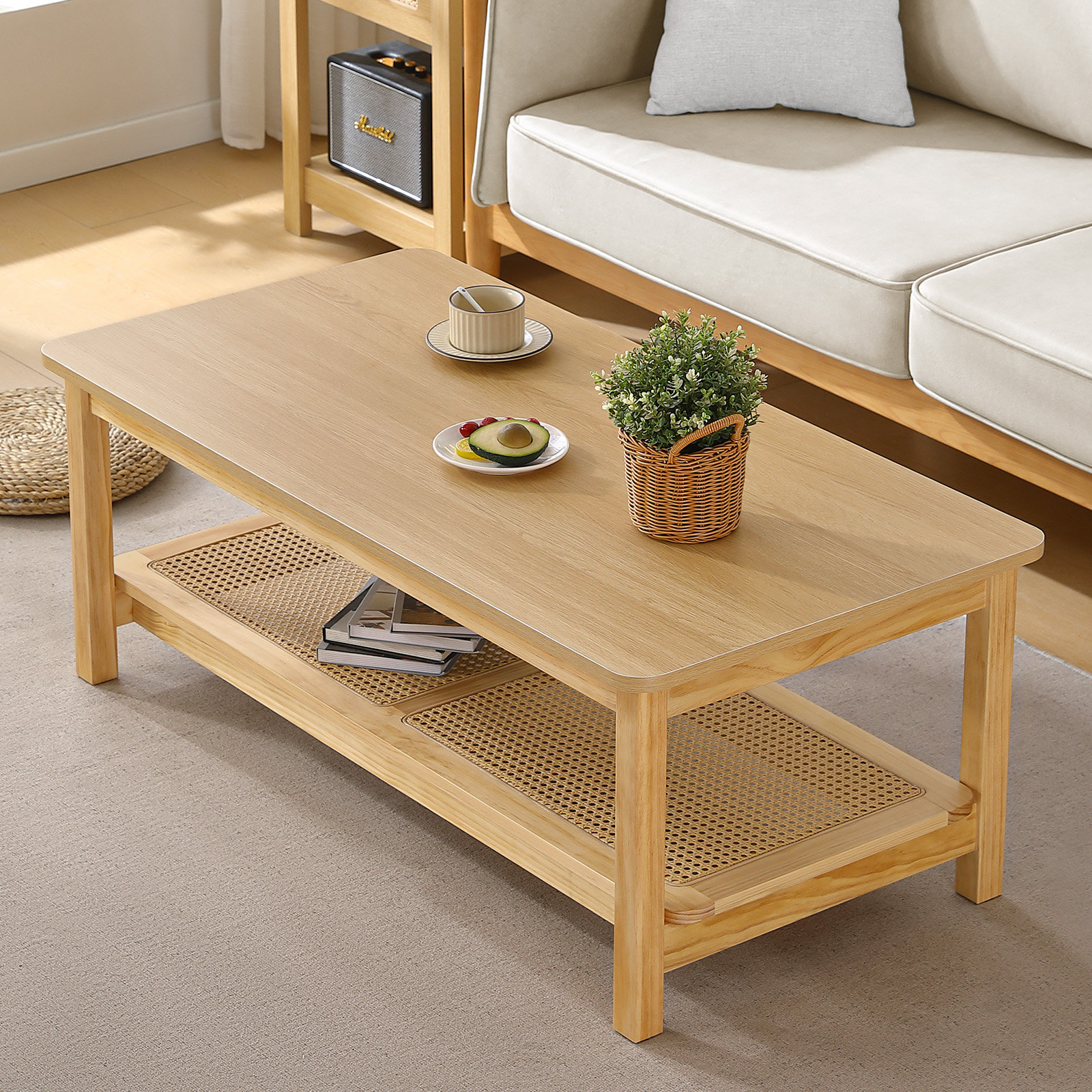 Bay Isle Home™ 47.2" Solid Wood Frame Coffee Table with Storage ...