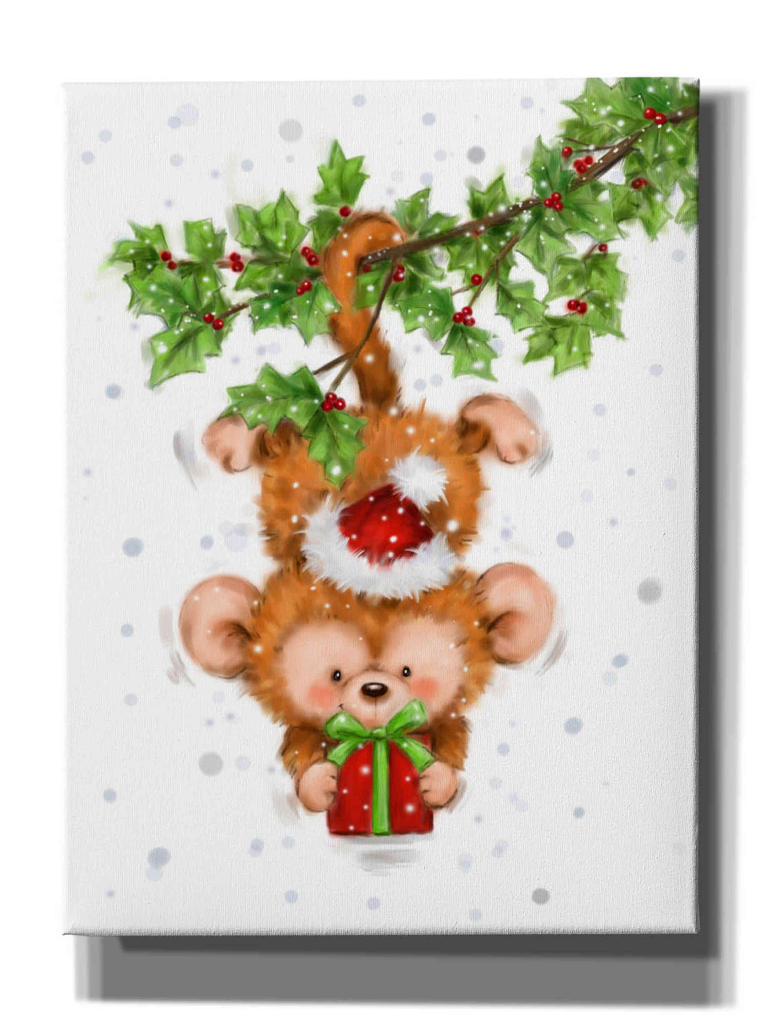 The Holiday Aisle® Monkey Christmas by Makiko - Wrapped Canvas Print ...