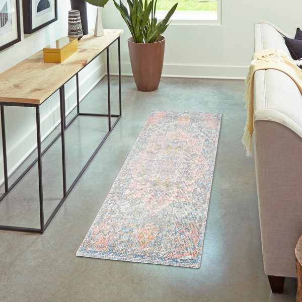 Langley Street Watkin Handmade Hand Loomed Blue/Peach Rug | Wayfair