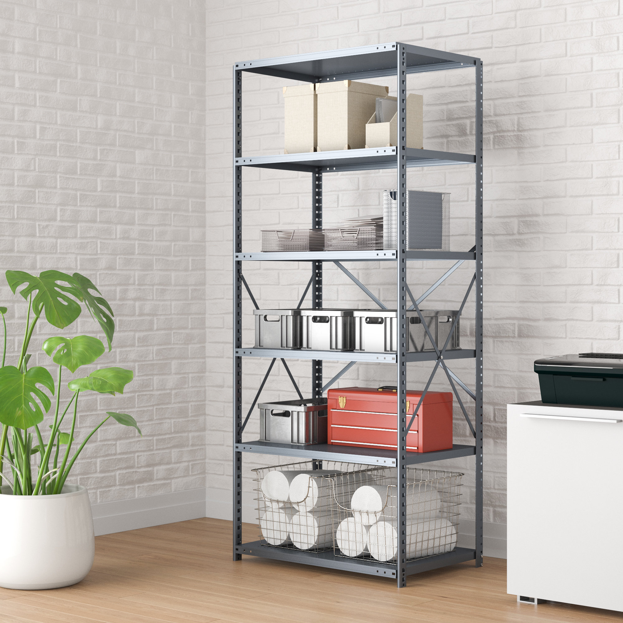 Hallowell Hi-Tech Shelving Duty Open Type 5 Shelf Shelving Unit Starter ...
