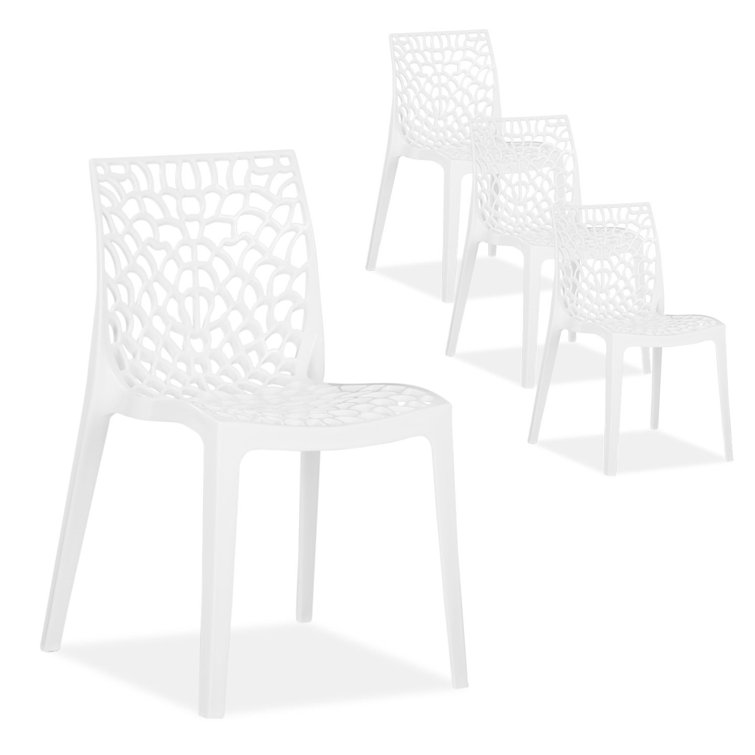 Ivy Bronx Design garden chair set of 4 white plastic stacking chairs ...