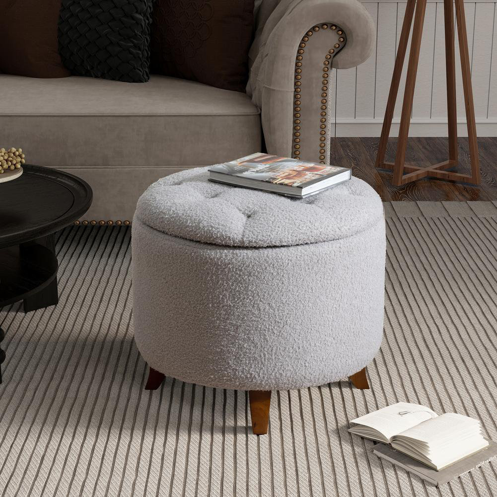 George Oliver Round Ottoman storage stool with Cover Lid - Wayfair Canada