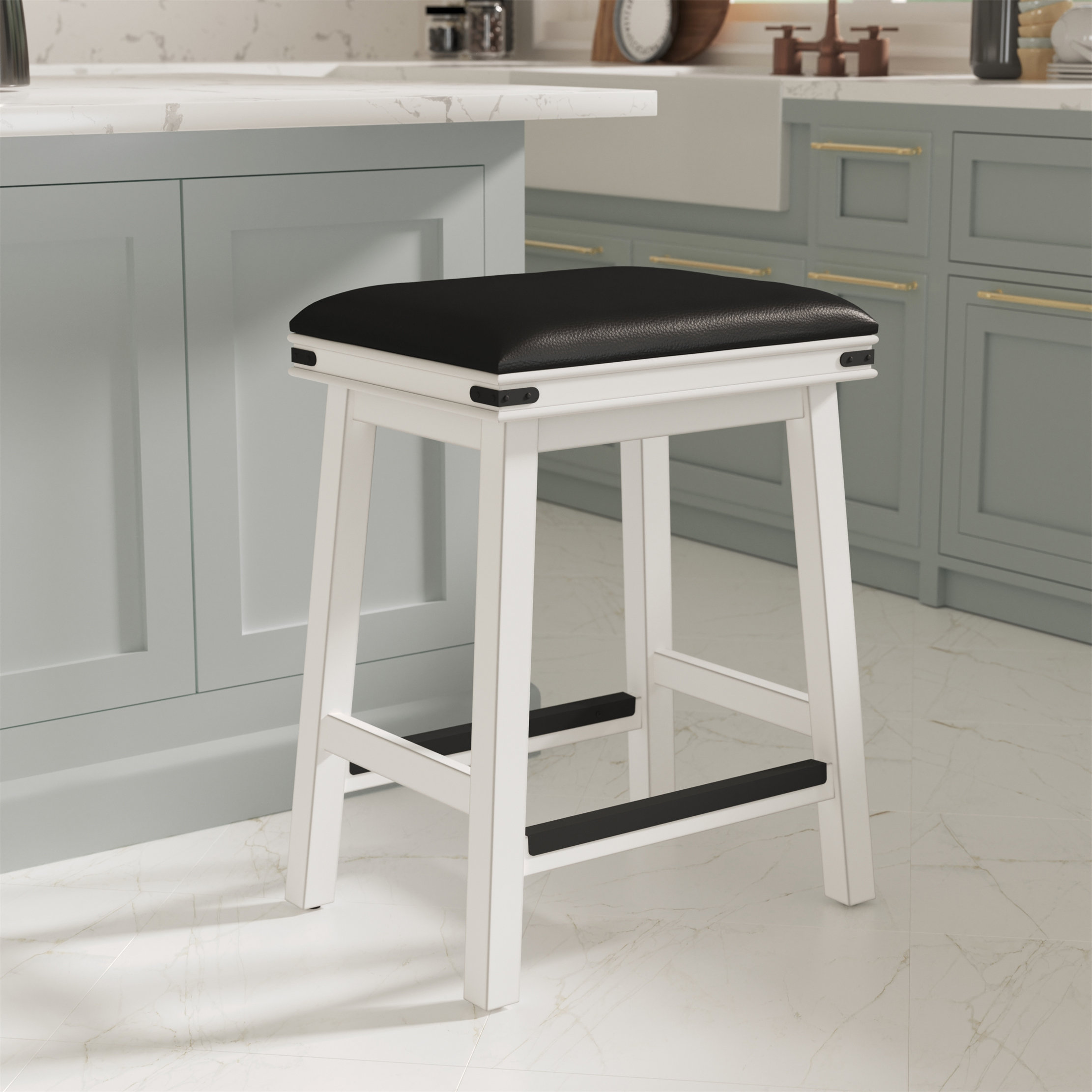 Ophelia & Co. Counter Stool With Durable Construction And Leather Seat ...