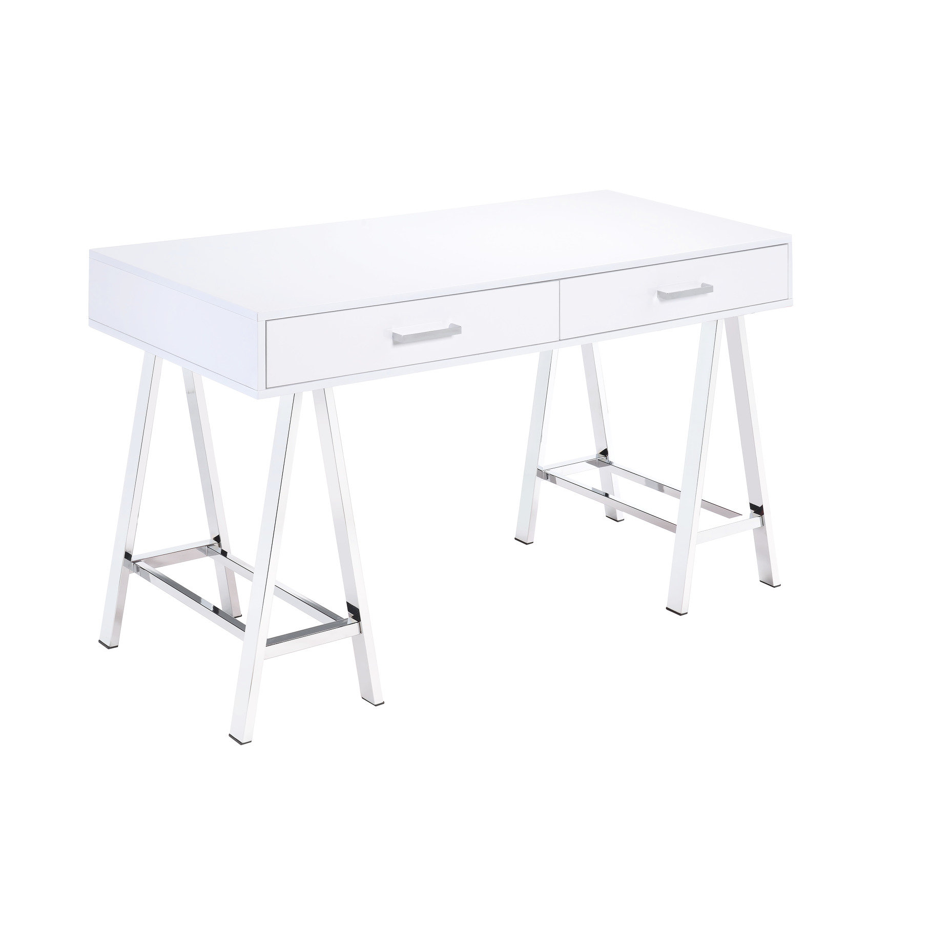 Ivy Bronx High Gloss Desk With And Two Capacious Storage Drawers Writing Essential ...