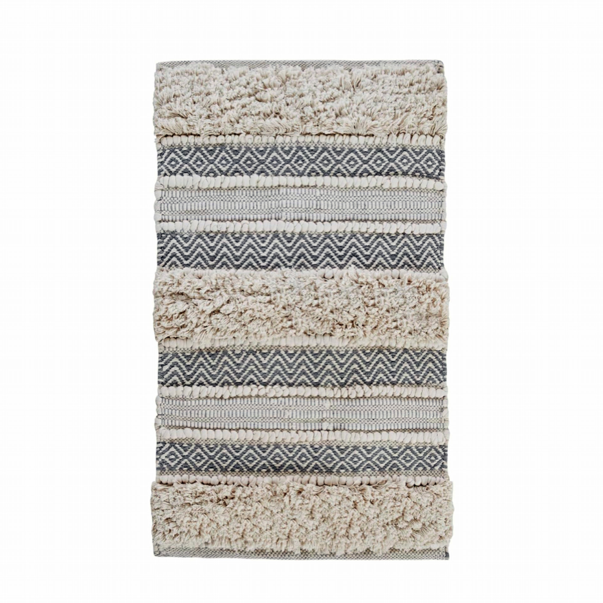 Hokku Designs Bath Rug Hand Woven Texture Shaggy Striped Soft | Wayfair