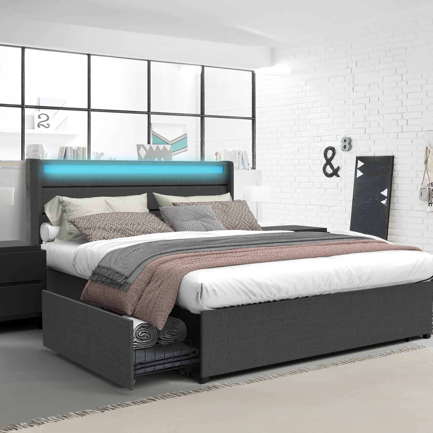 Wrought Studio Base de lit en acier de 42,5 po Hallmon - Wayfair Canada
