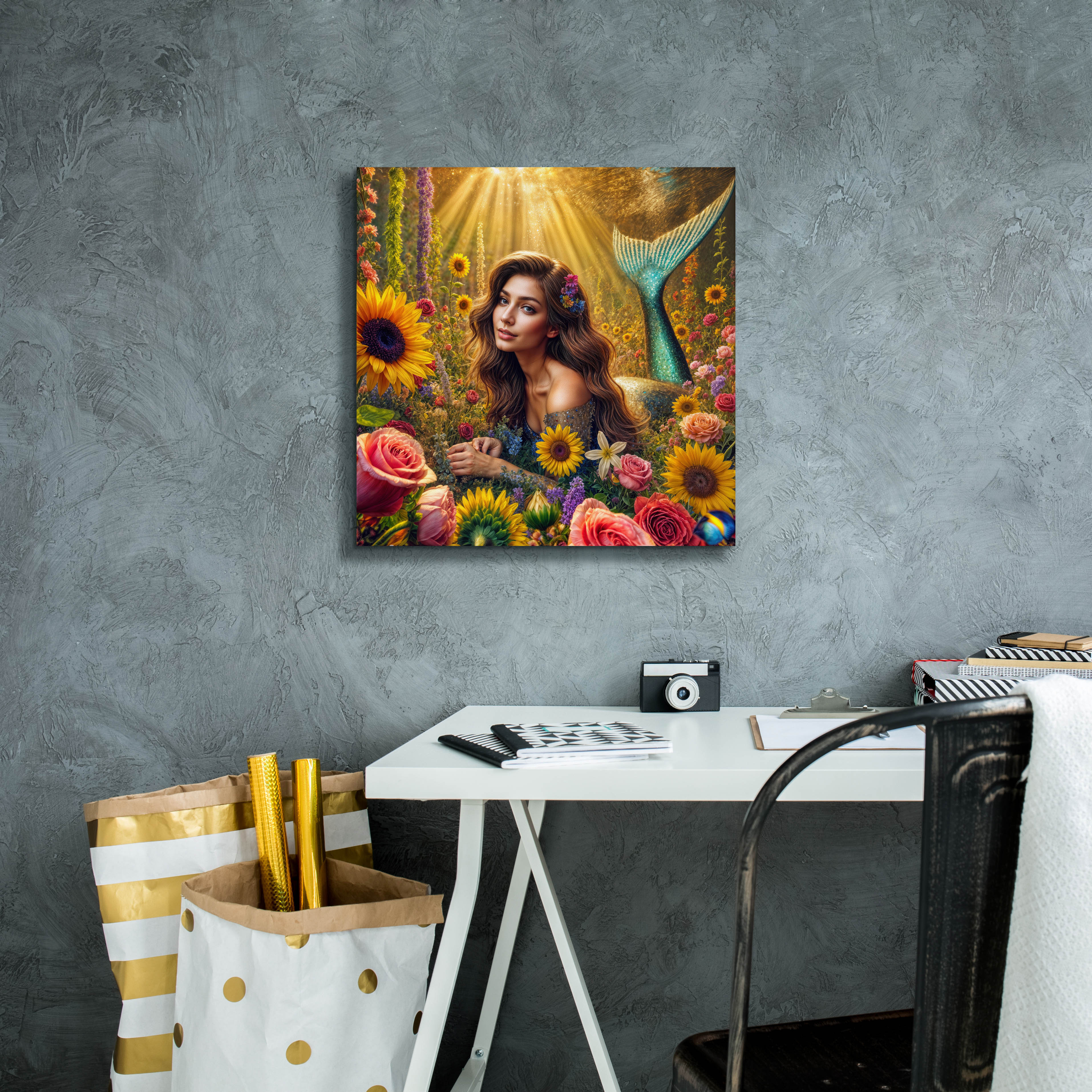 Epic Graffiti 'Mermaid In Flowers' by Rey Klimt Canvas Wall Art | Wayfair