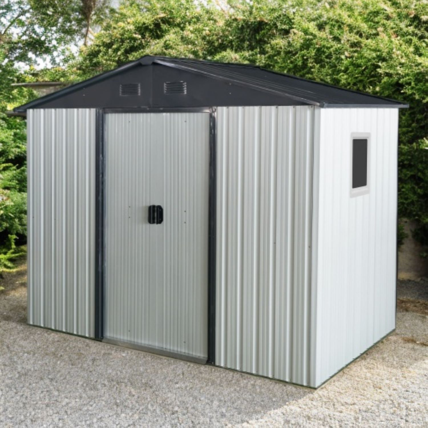 Livaca 8X4 Ft Outdoor Metal Storage Shed With Lockable Door, Tilted ...