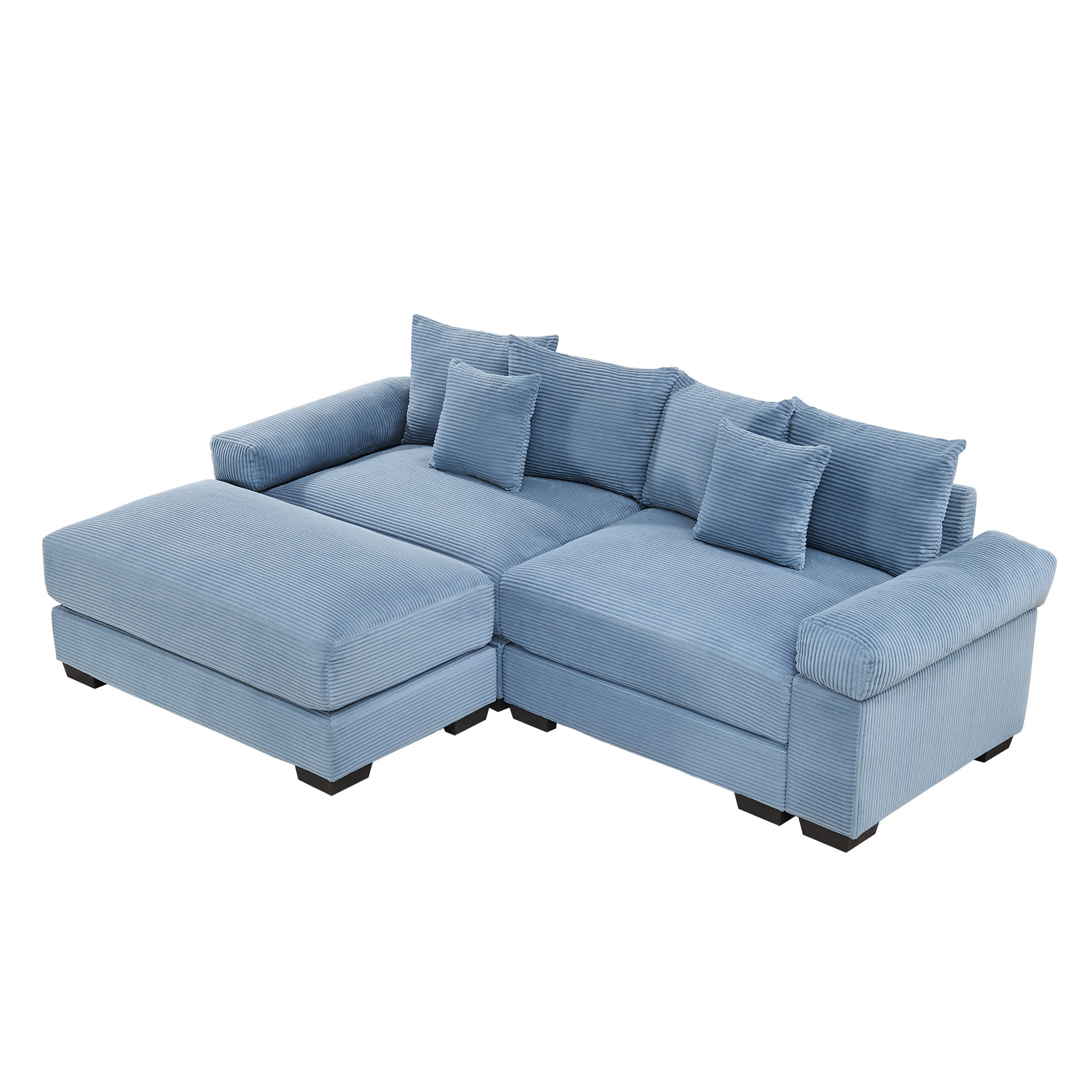 Mercer41 Corduroy Theater Sectional Sofa with Chaise, Modular Home ...