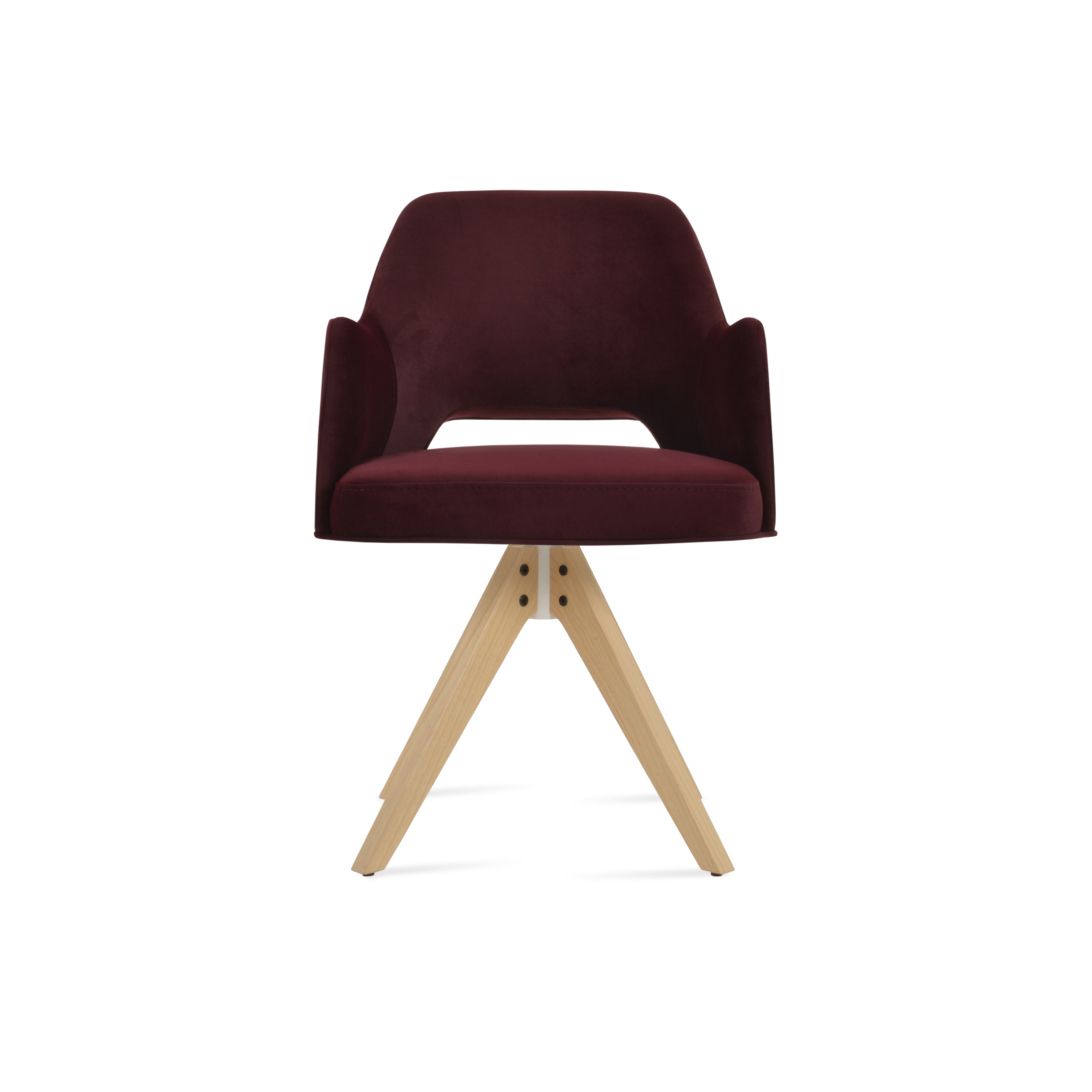 sohoConcept Marash Arm Pyramid Swivel Dining Chair in Cherry Velvet ...