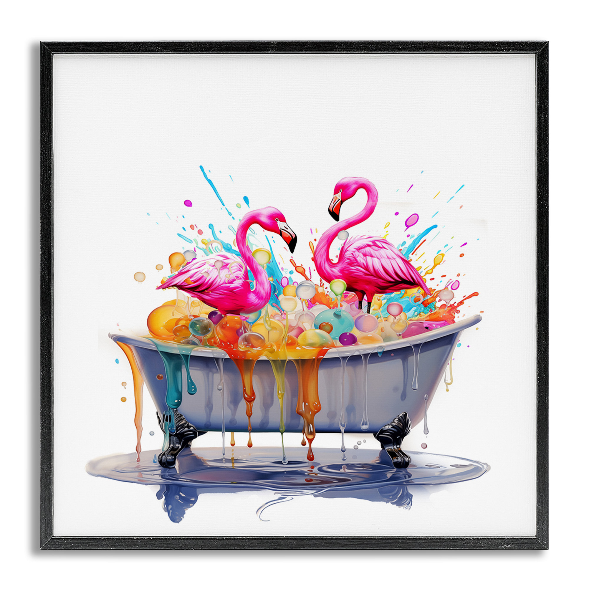 Bay Isle Home™ Flamingo Bubble Bath Giclee Art by Mary Cunningham | Wayfair