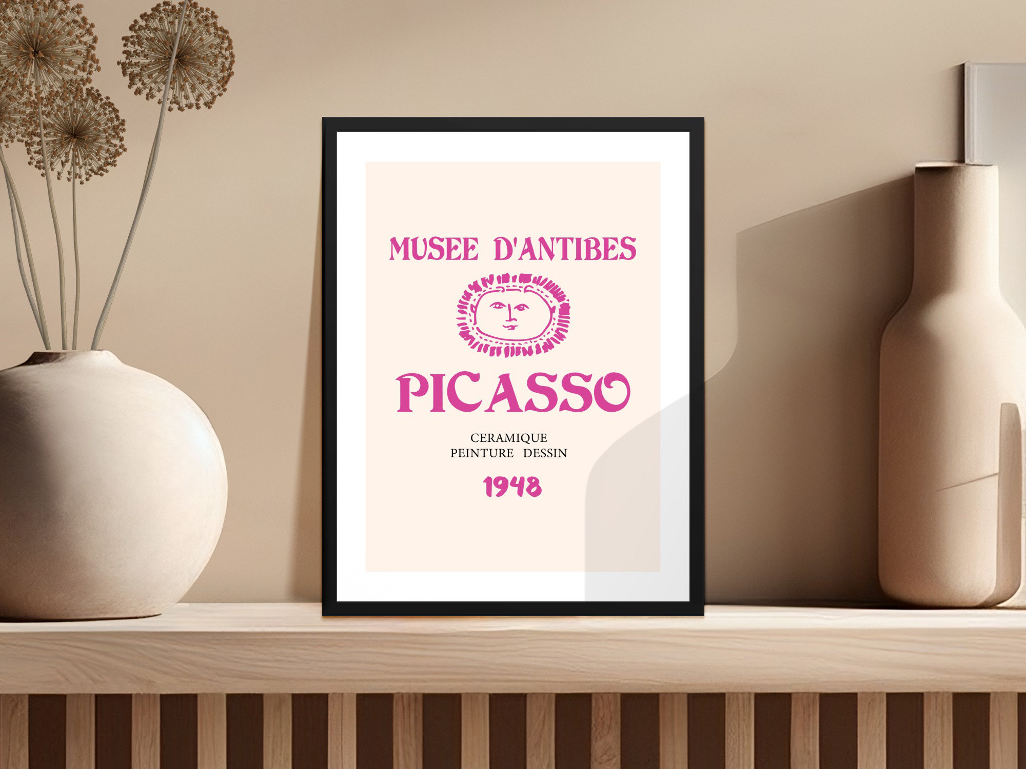 Lark Manor Musee D'Antibes Picasso Ceramique 1948 Pink Text Framed ...