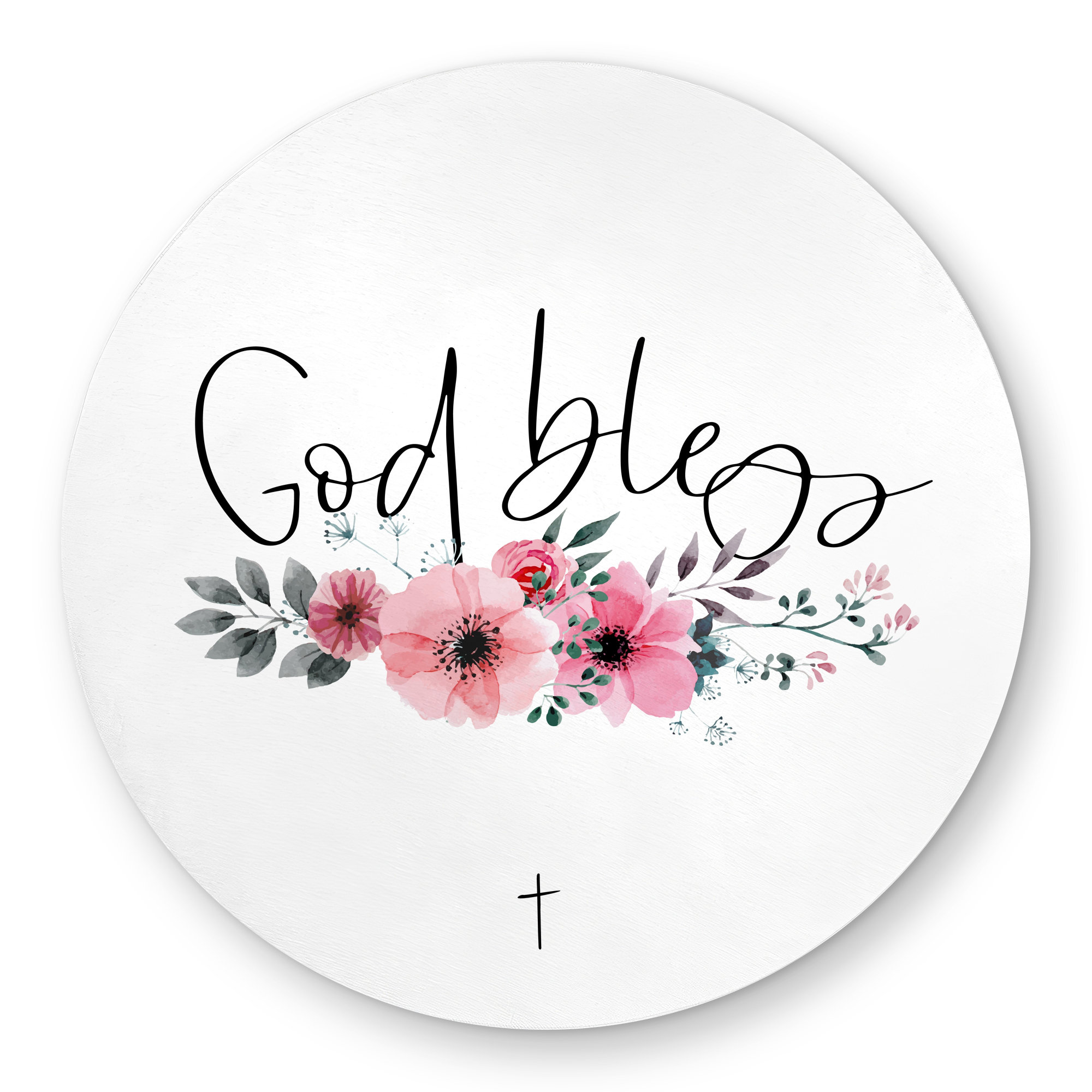 Begin Edition International Inc. God bless Pink Leaves Round Outdoor ...
