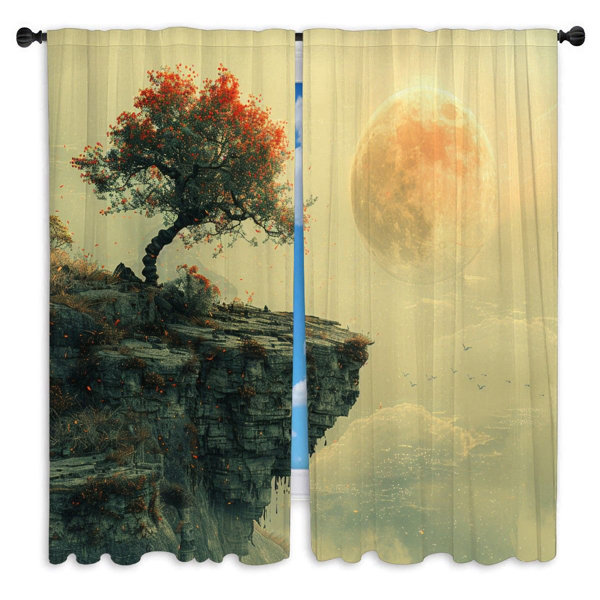 East Urban Home Whimsical Tree Sheer Window Curtains - 2 Panels | Wayfair