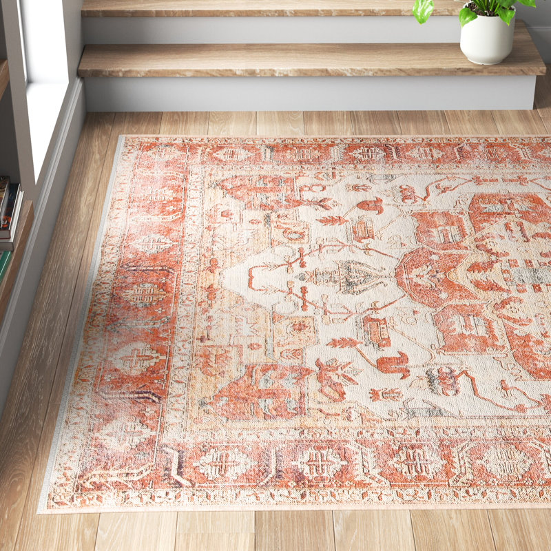 Langley Street Kerwin Oriental Orange/Beige Area Rug & Reviews | Wayfair