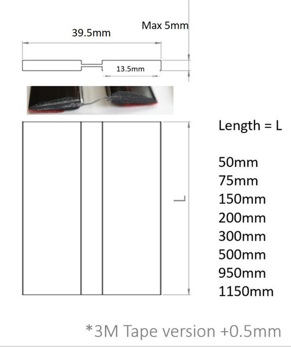 Symple Stuff 500mm Black Low Profile Flex hinges, Fexible Living Hinges ...