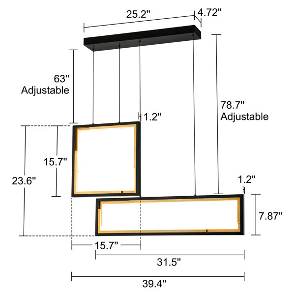 Ivy Bronx Myeisha 2 - Light Black/Gold LED Kitchen Island Pendant | Wayfair