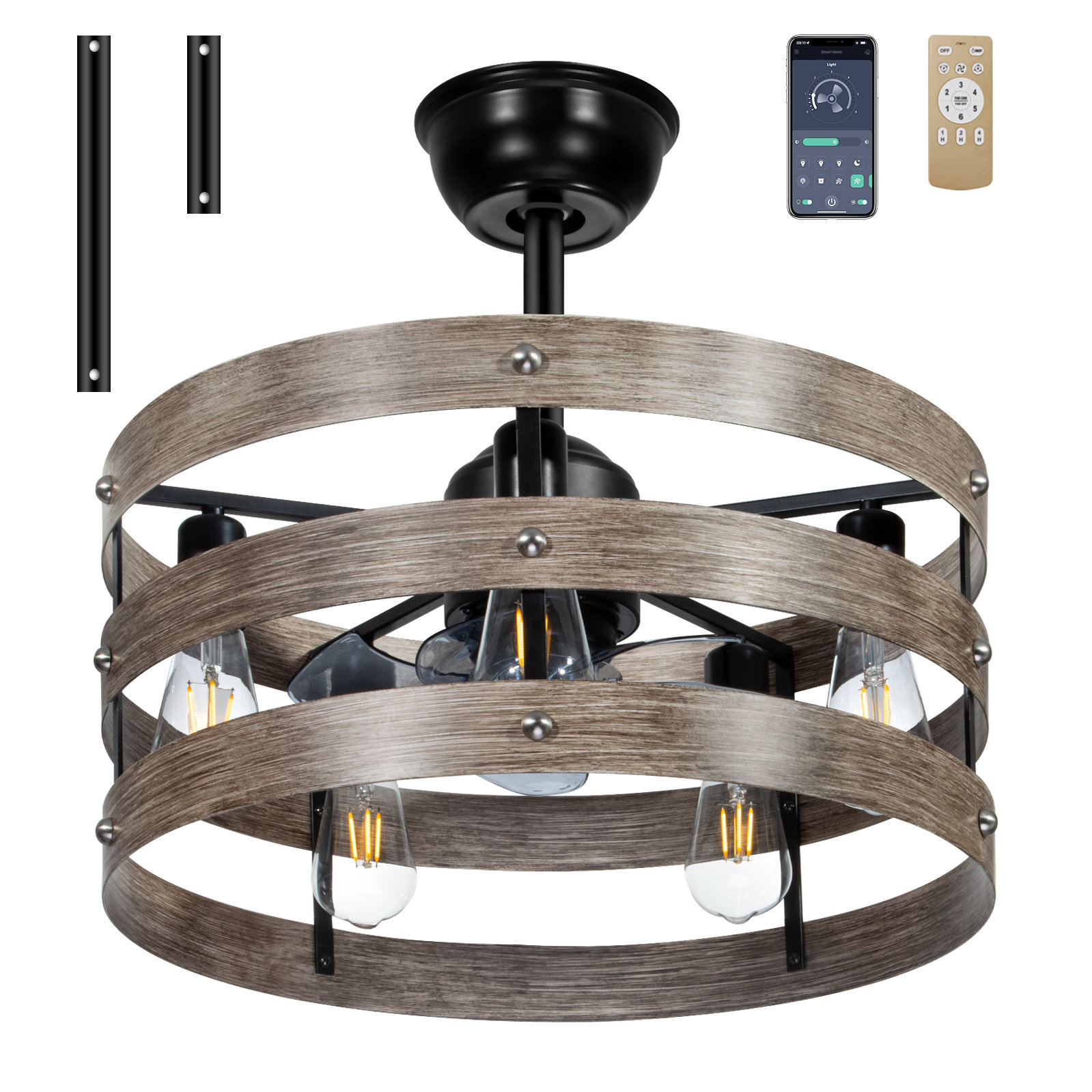 Gracie Oaks Venya 20'' Bronze Bowl Ceiling Fan Light Kit | Wayfair