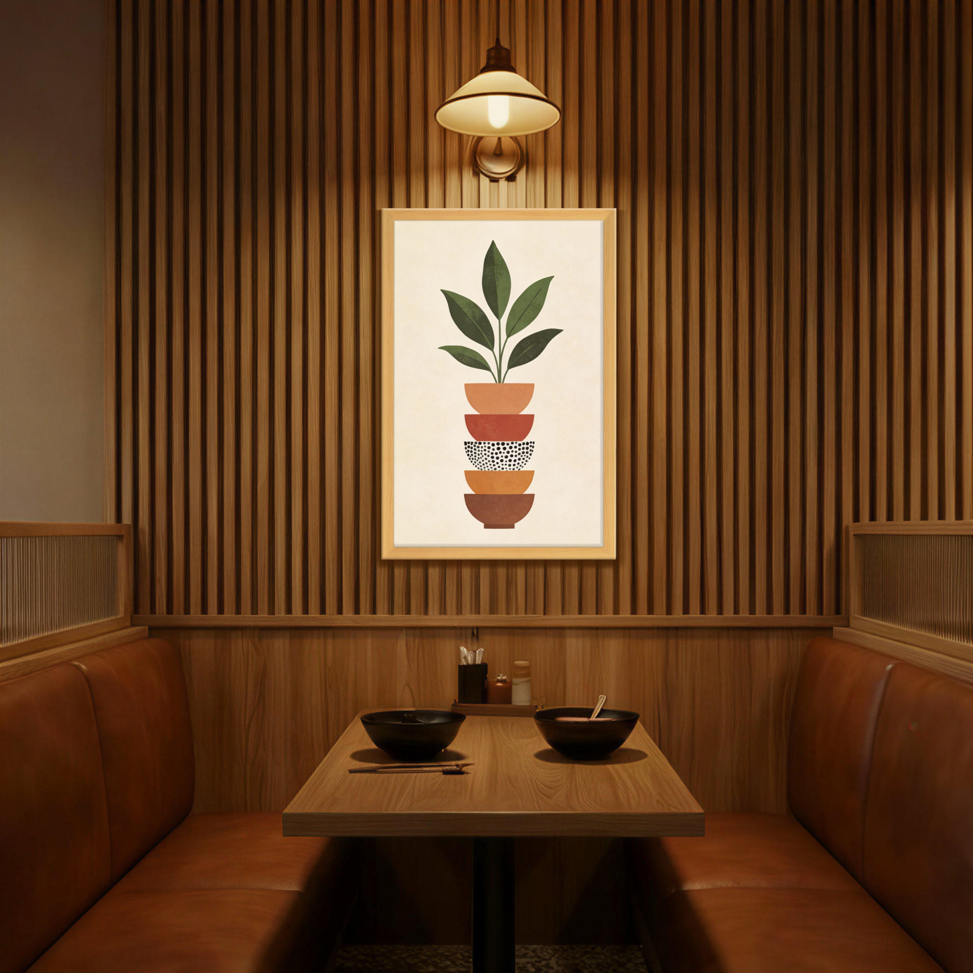 Winston Porter Abstract Stacked Pots Plant Leaves Pattern Art | Wayfair