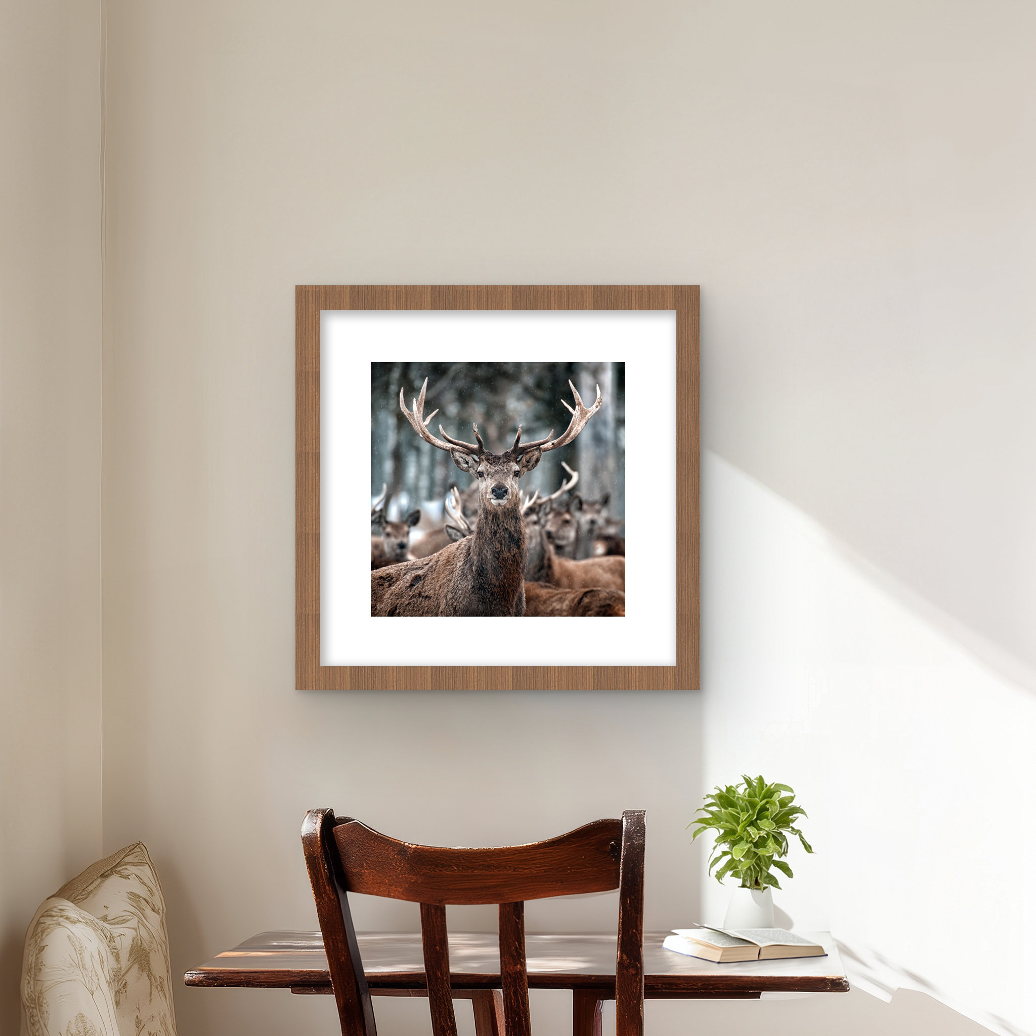 Lark Manor™ Stags - Rustic Framed Matted Print for Home Decor | Wayfair