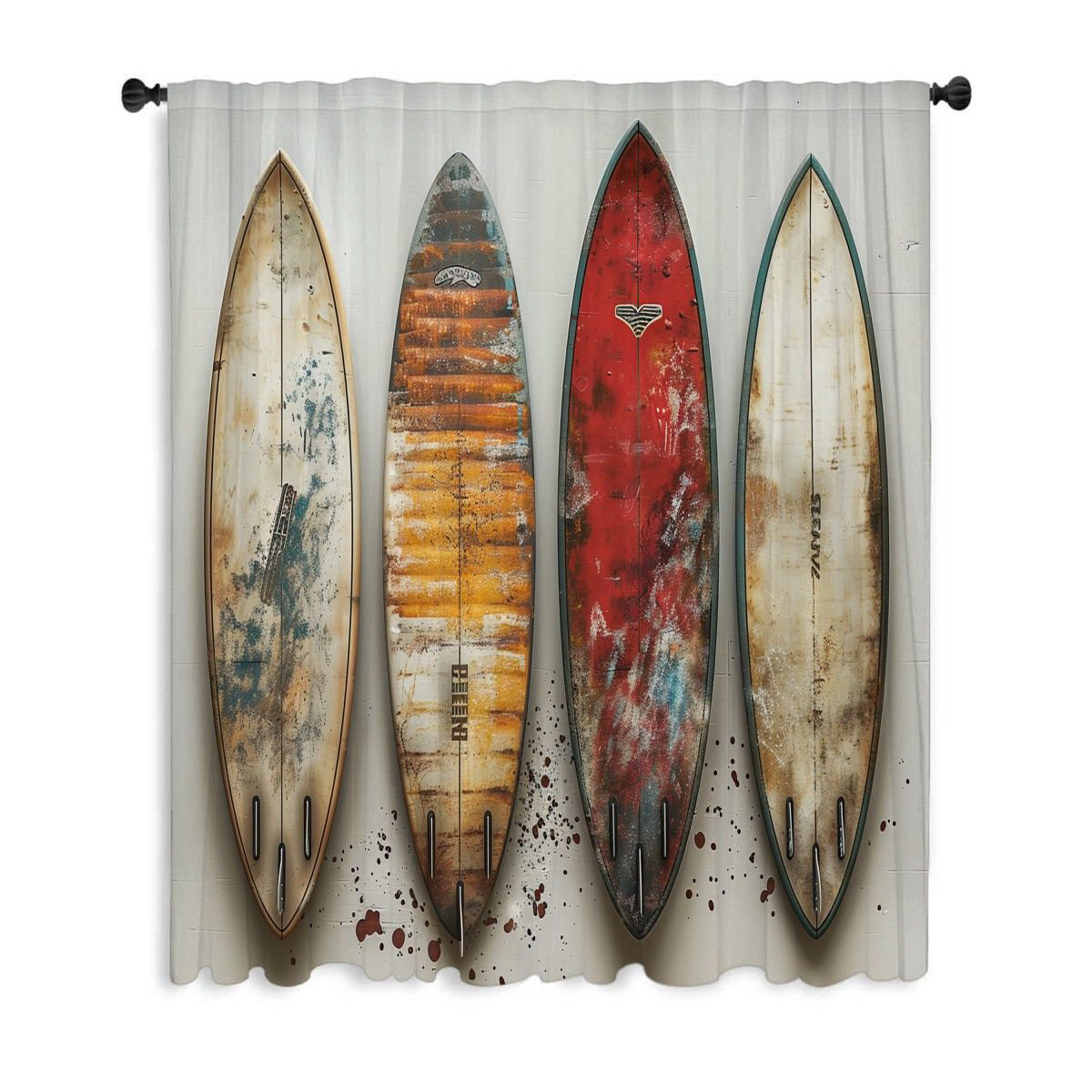 VisionDecor Surfboards Window Curtains, Sports Blockout & Sheer ...