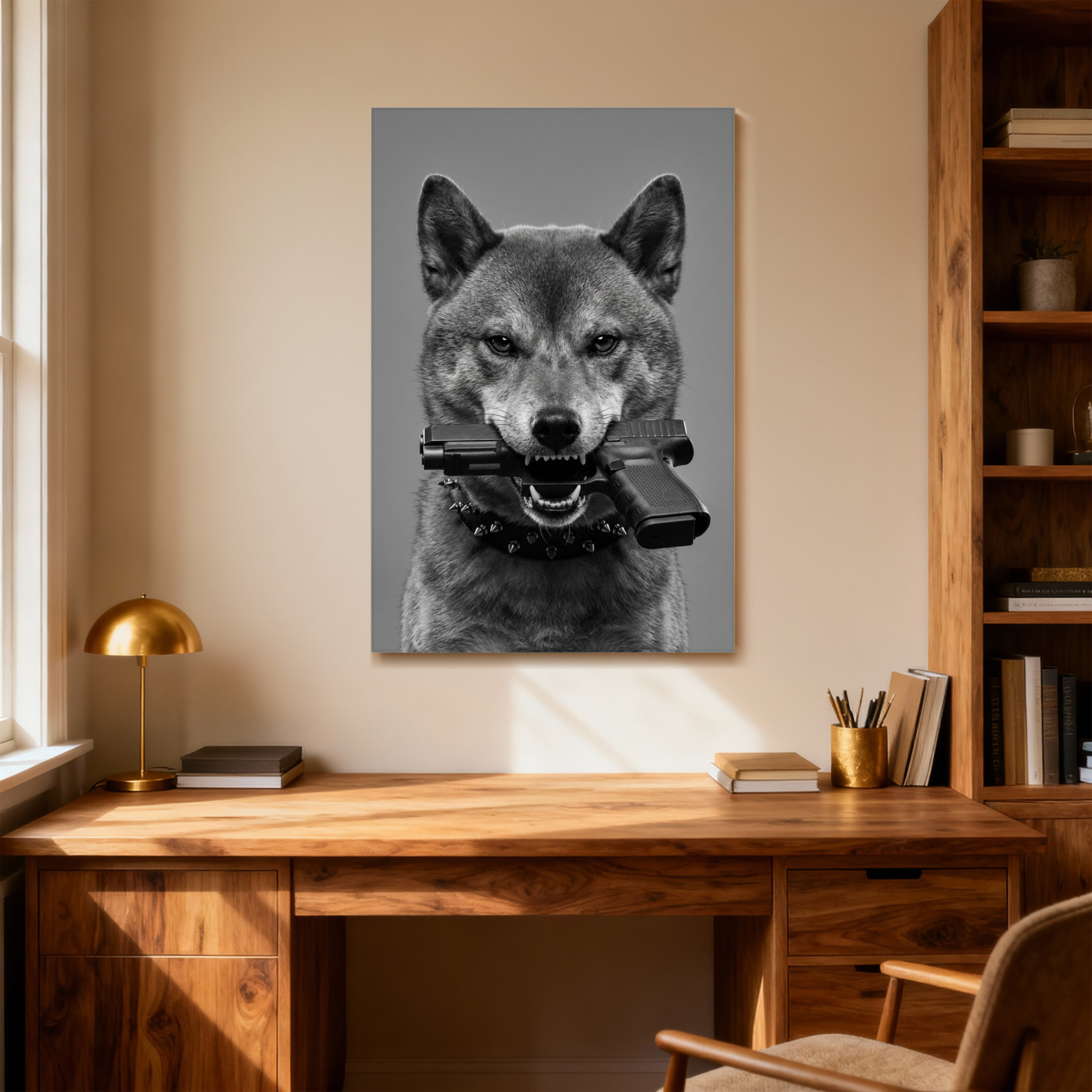 Mercer41 Animals Wolf Holding Gun In Mouth Portrait - Wayfair Canada