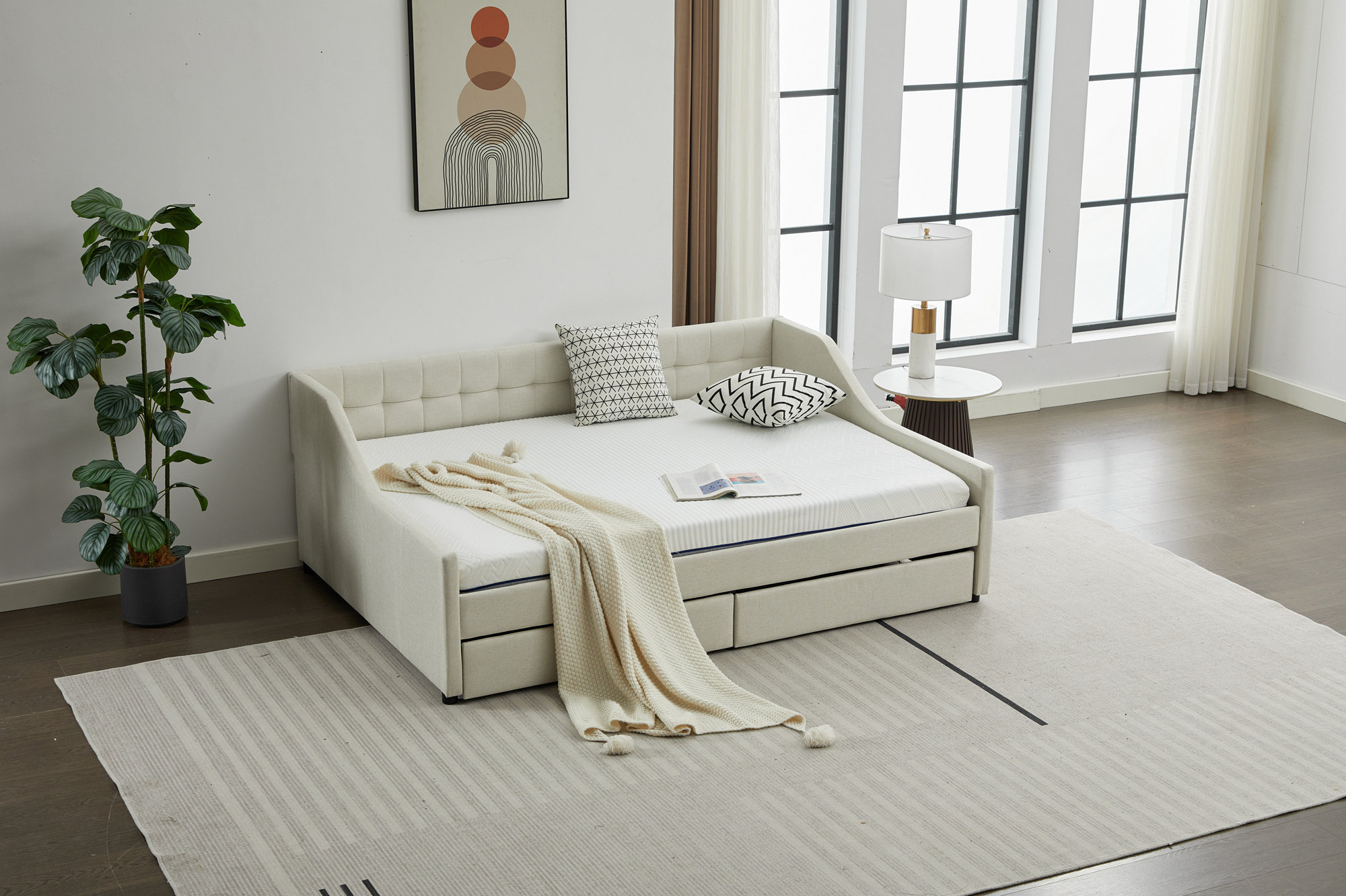 Ophelia & Co. Aybed Corner Bed Sofa Bed With Drawers Twin Size Velvet ...