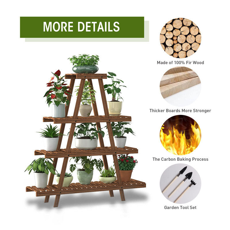 Arlmont & Co. Plant Stand Indoor Outdoor Flower Holder Ladder Plant ...
