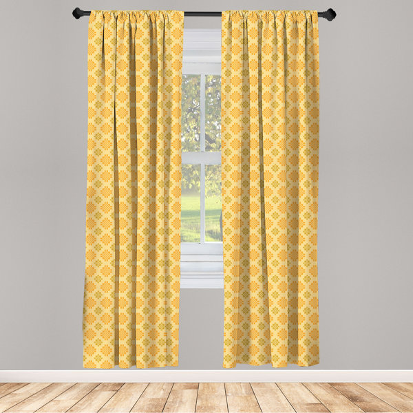 Ambesonne Abstract 4-Panel Curtains, Continuous Geometric Shape 137549 ...