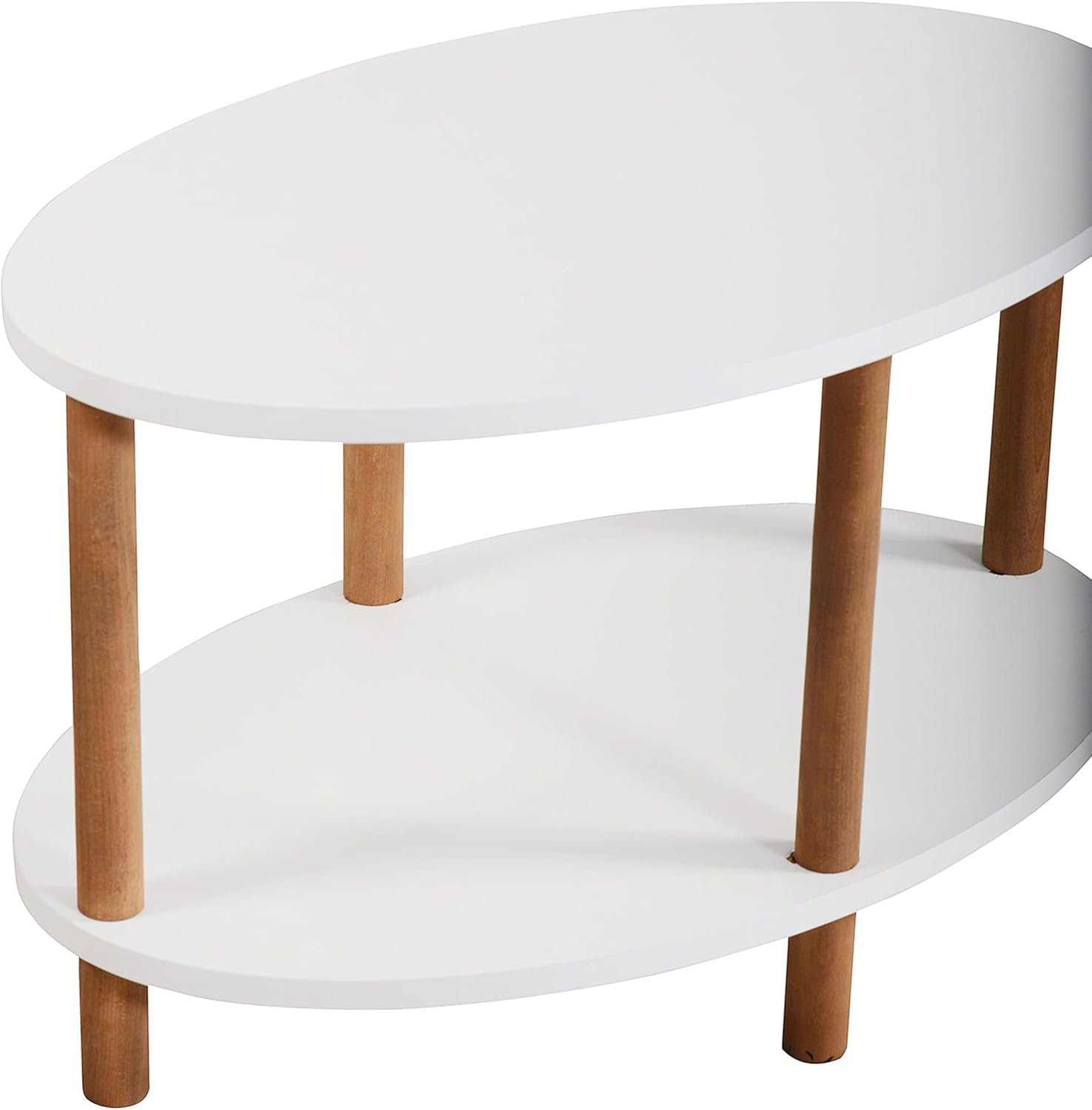 Latitude Run® Oval Wooden Coffee Table With Modern Design, Double ...