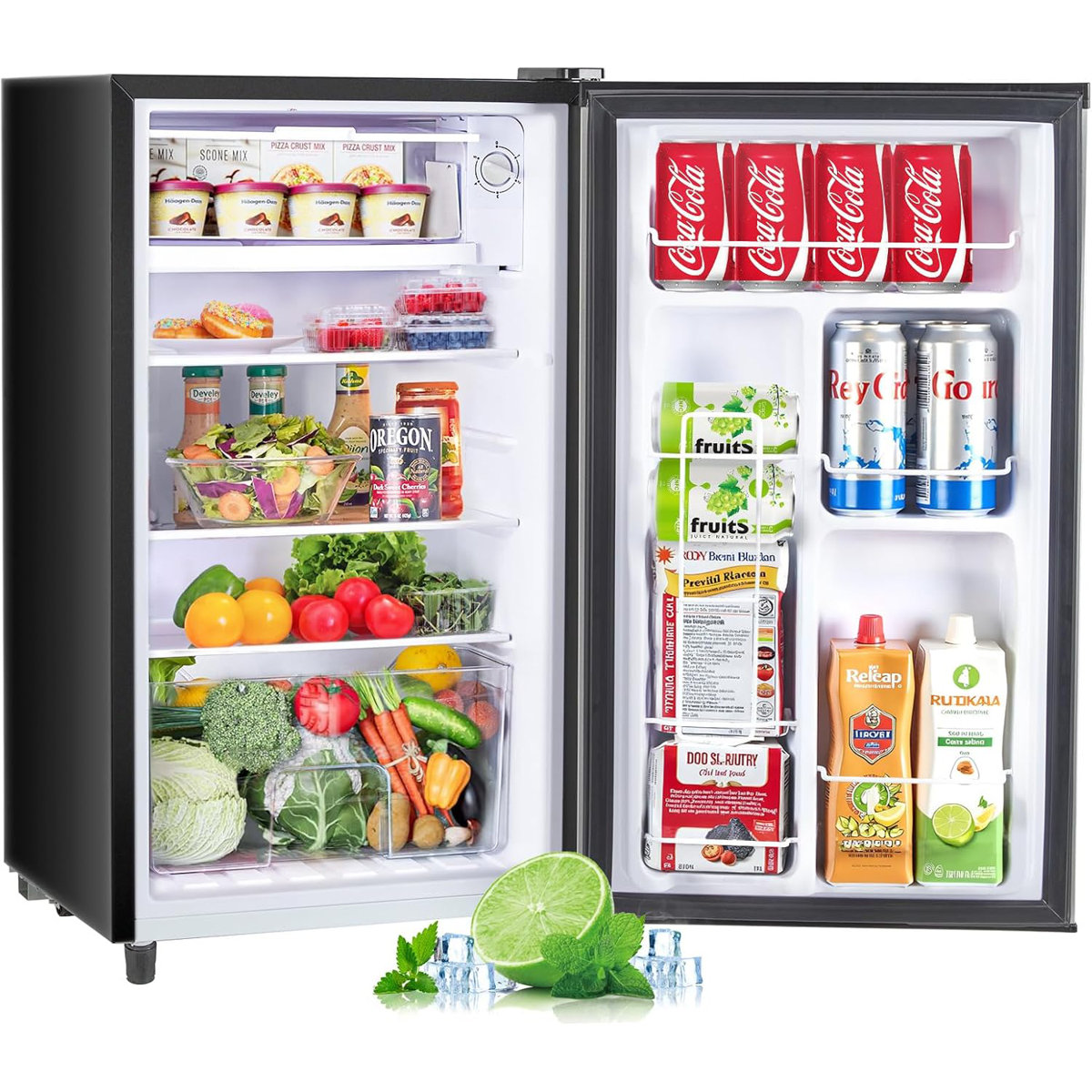PANDA GENIUS Upgraded Mini Fridge For Bedroom 3.2 Cu.Ft Small ...