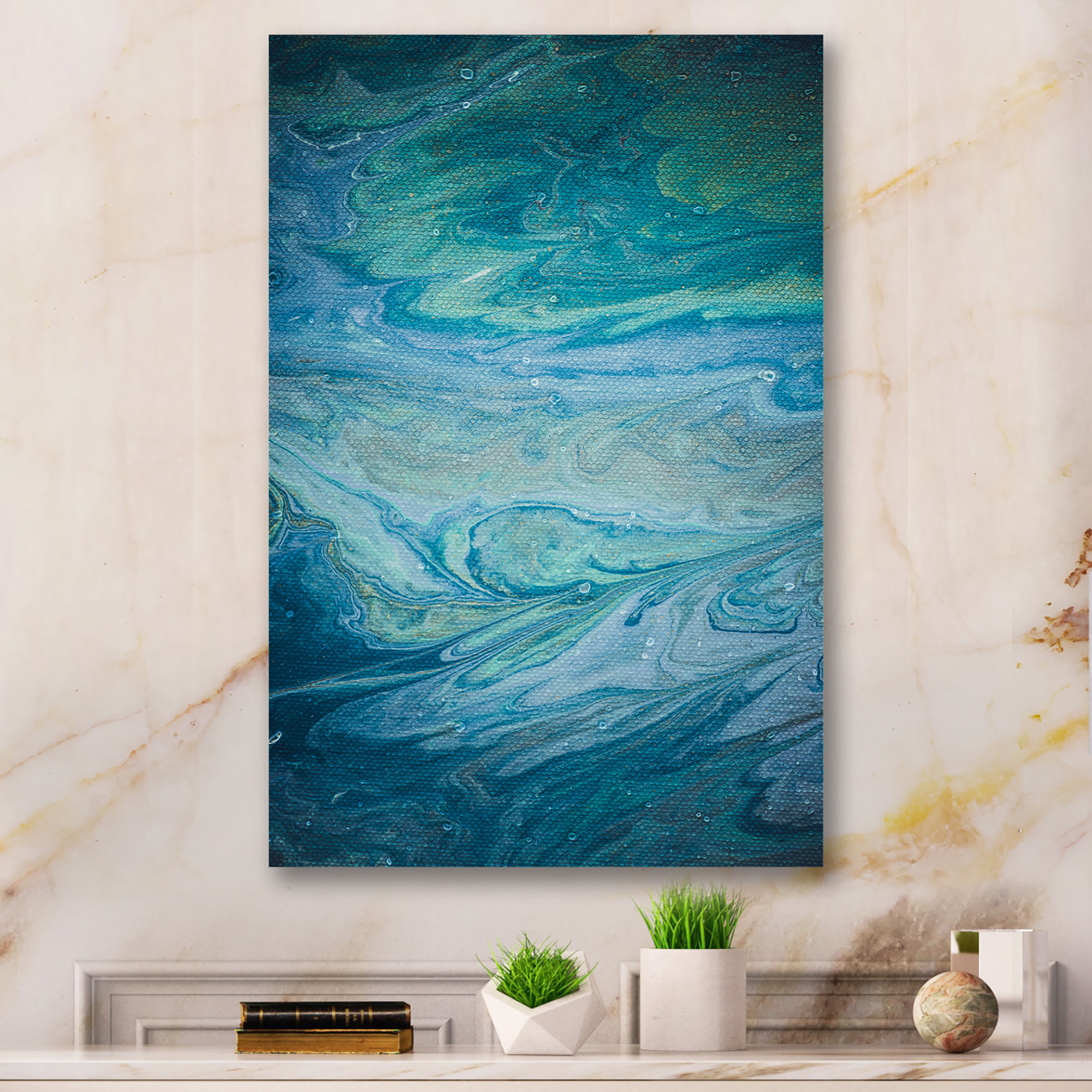 Wrought Studio™ Shades of Blue Abstract Brushes V - Picture Frame Print ...