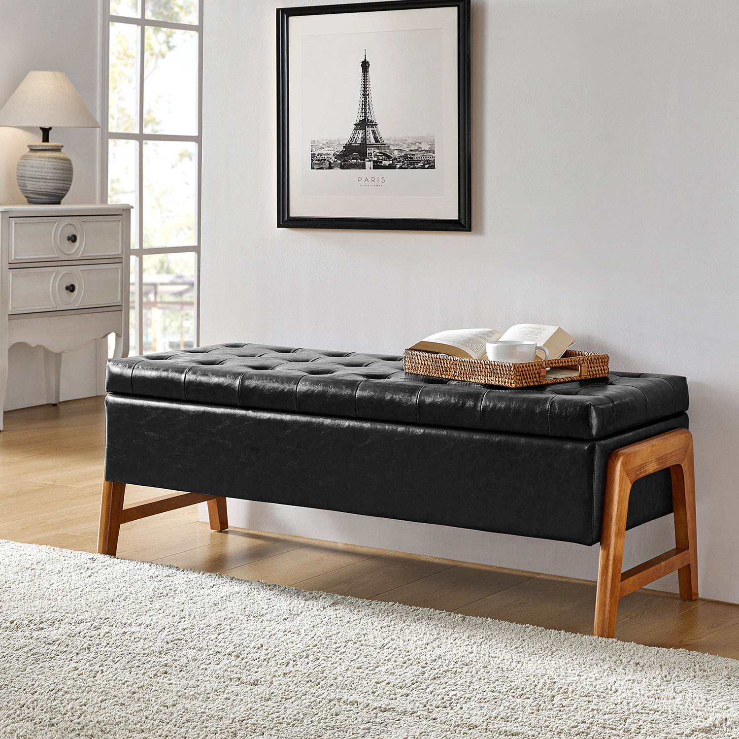 Wade Logan Brentlinger 49.6'' Mid-century Modern Upholstered Storage ...