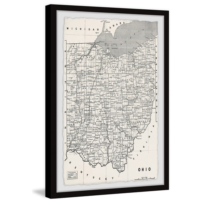 Trinx 'Map of Ohio Counties' - Picture Frame Print on Paper | Wayfair