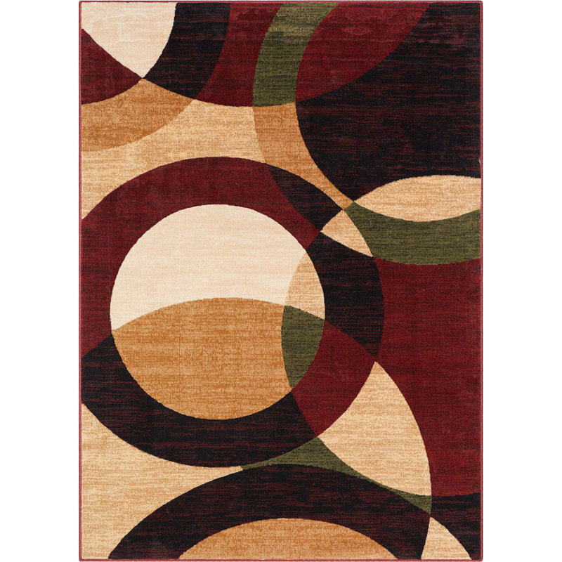 Ebern Designs Bingo Red Modern Geometric Rug & Reviews | Wayfair