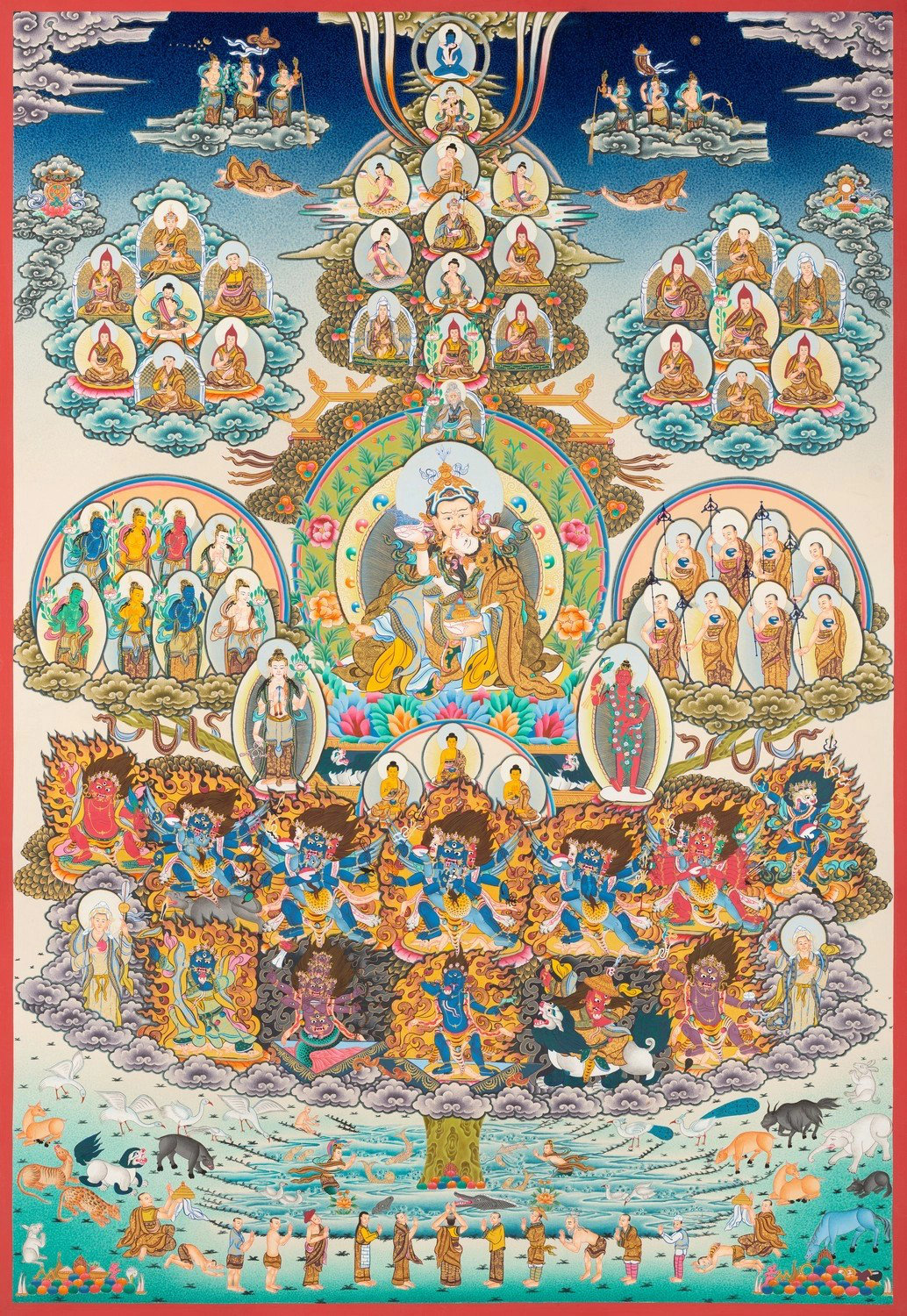 Exotic India Guru Rinpoche Lineage Tree Thangka (Brocadeless Thangka ...