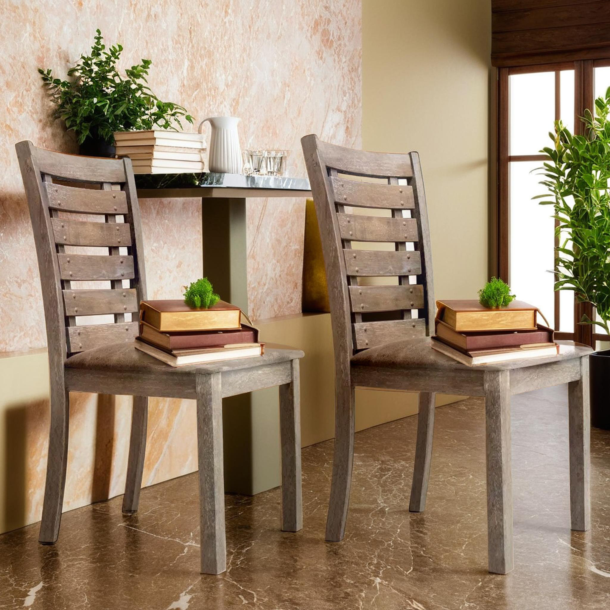 Lark Manor™ Rustic Distressed Solid Wood Dining Chairs (Set of 2) | Wayfair