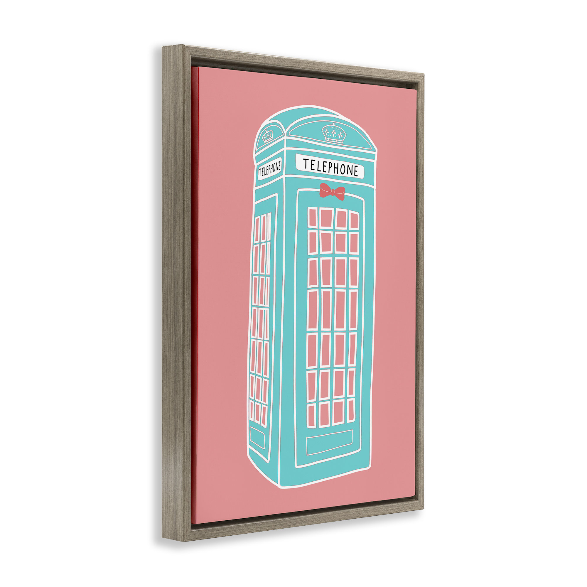 Winston Porter Pastel Telephone Booth Gray Framed Floater Canvas by Jen ...
