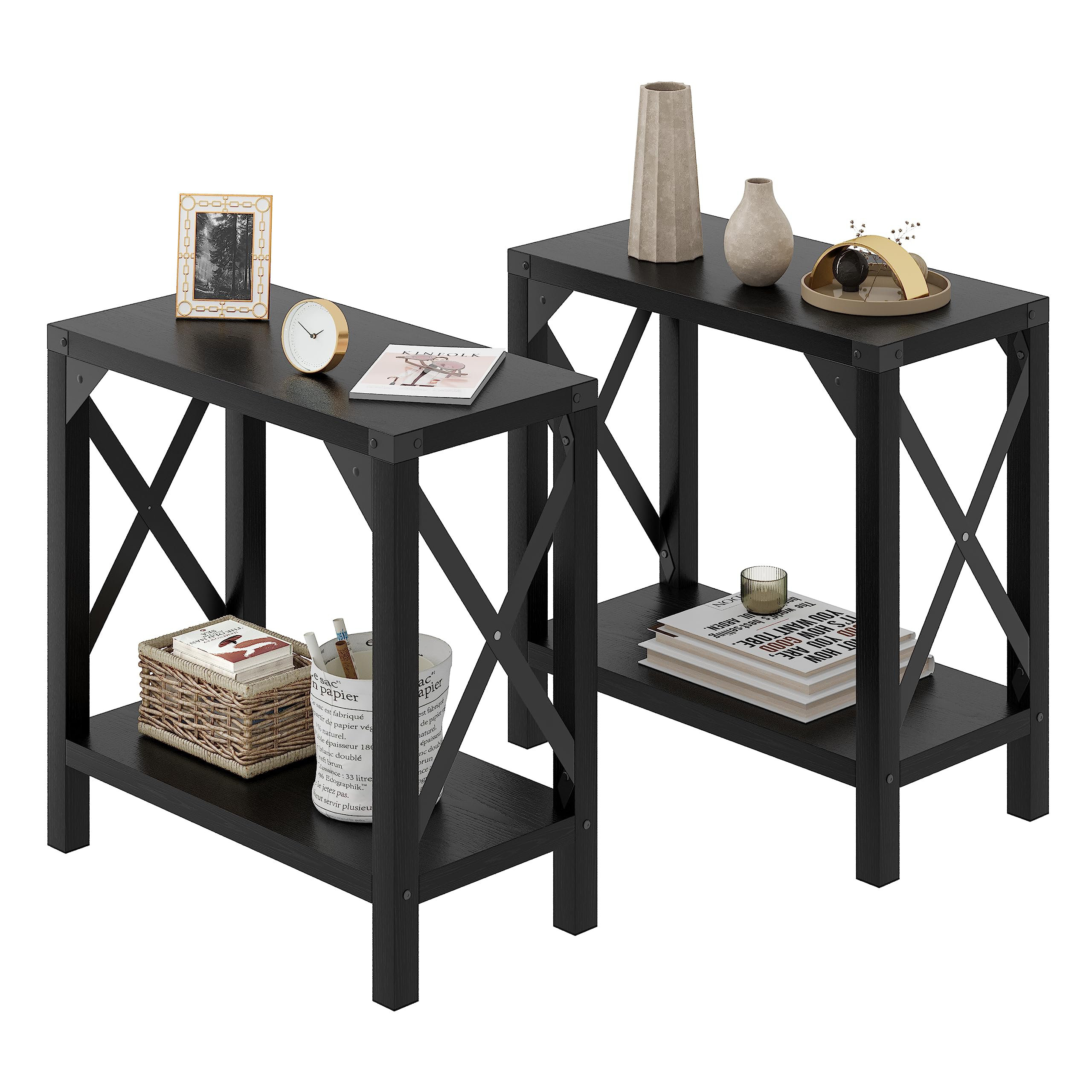 Gracie Oaks Sturdy Farmhouse End Table - Space-Efficient, Roomy ...